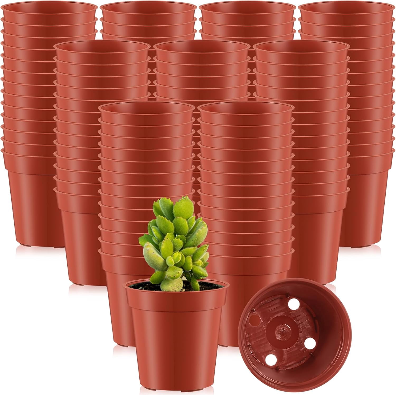 200 Pcs 2 Inch Red Mini Plastic Plant Pot Nursery Seedling Pots Seed ...
