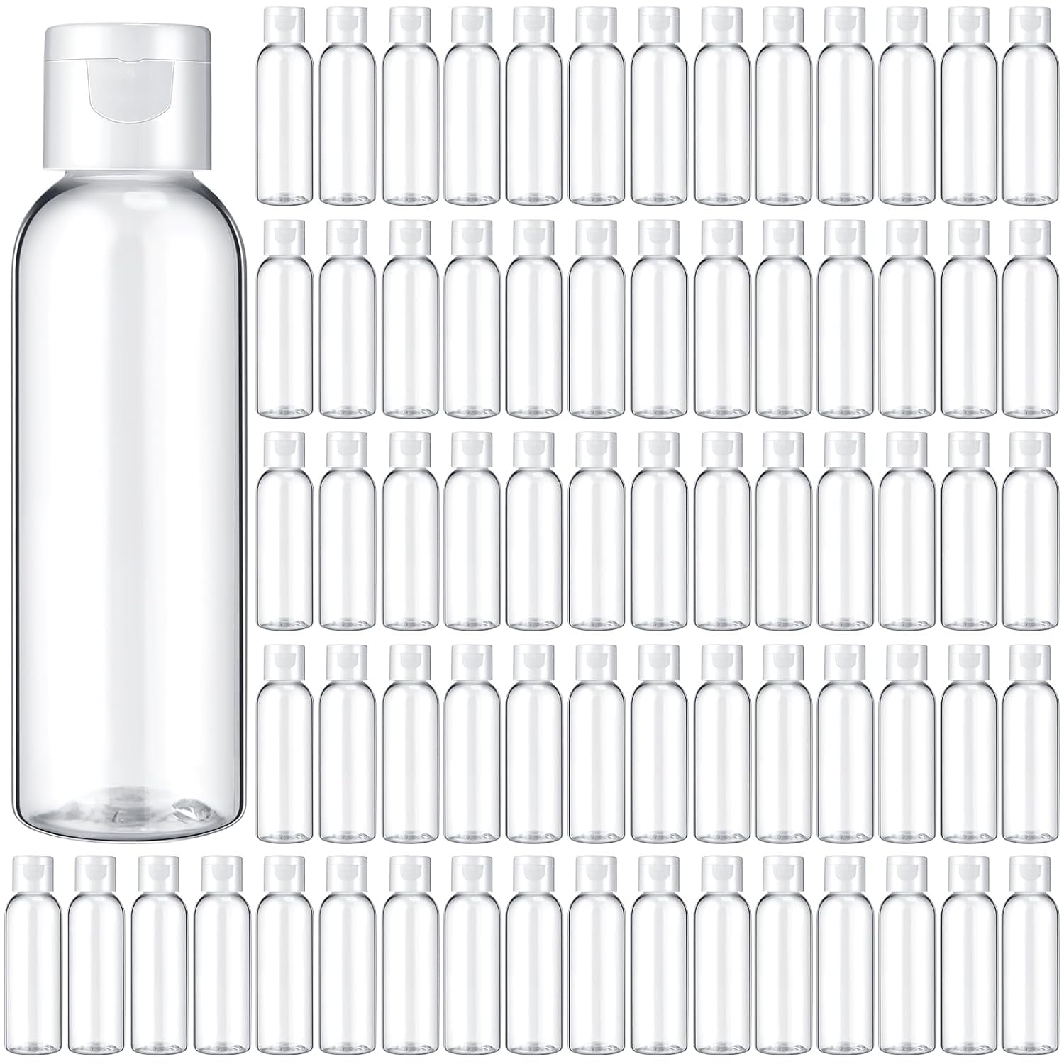 200 Pcs 2 oz Clear Plastic Empty Bottles Small Travel Size Bottles with ...