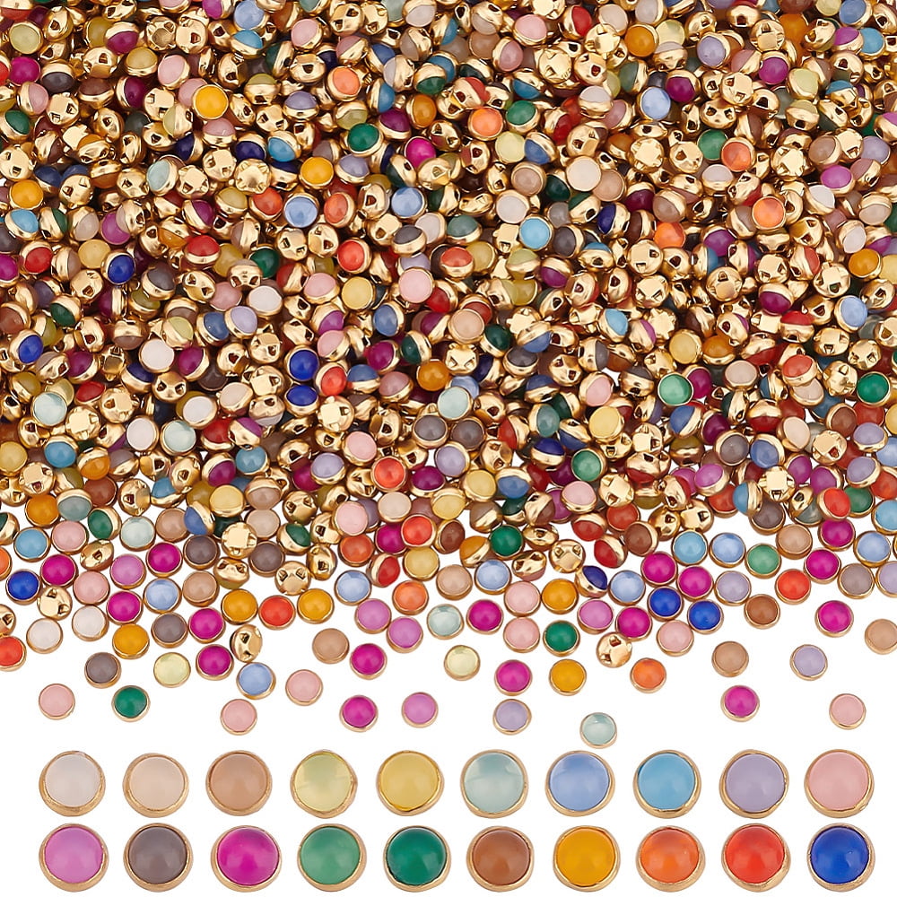 200 Pcs 20 Colors Mini Round Brass Buttons 4.5mm 2 Hole Plastic Clear ...