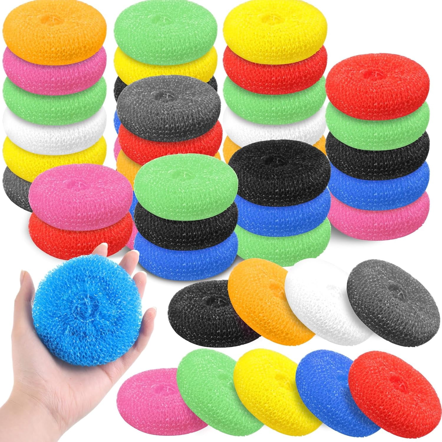 200 Pcs 3.15 Inch Plastic Dish Scrubbers for Dishes Pot Round Scrubber ...