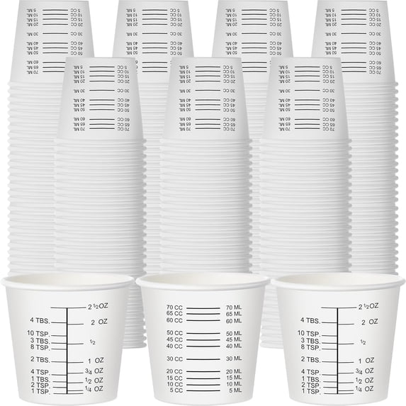 200 Pcs 3 oz Graduated Paper Cups Disposable Wax Coated Measuring Cups ...