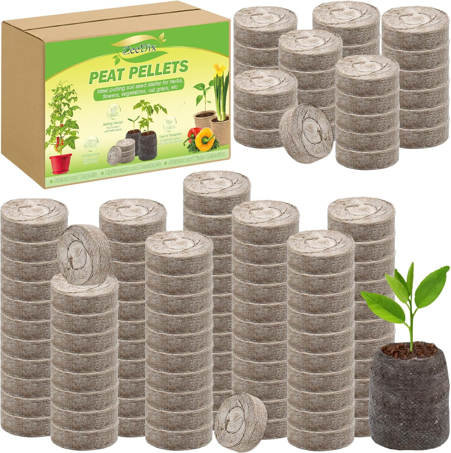 200 Pcs (30mm) Peat Pellet Fiber Soil Plant Seed Starters- Seed Starter ...