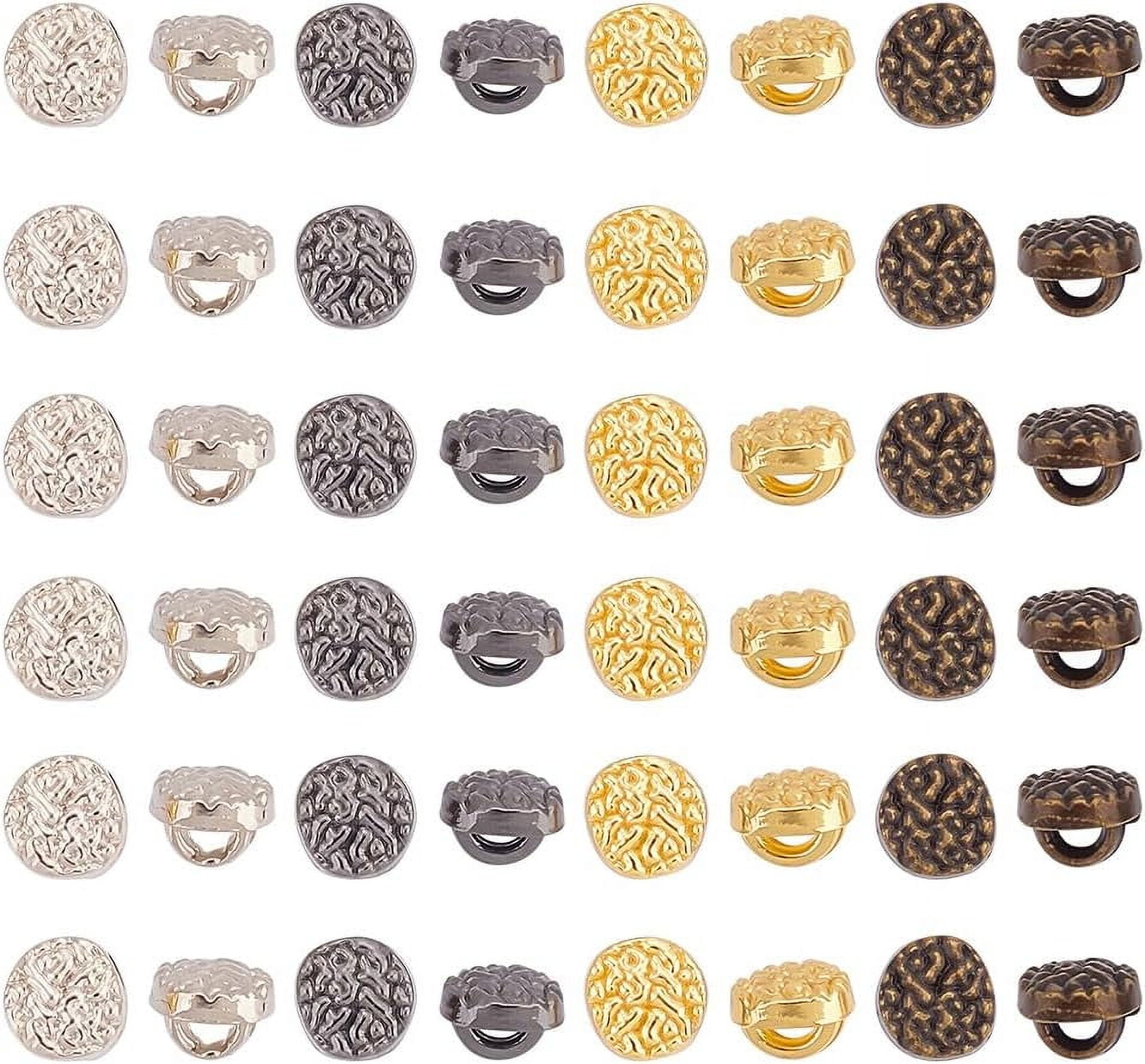 200 Pcs 4 Colors Mini Shank Buttons 4mm Sew on 1 Hole Buttons Doll Iron Round Engraved Buttons ...