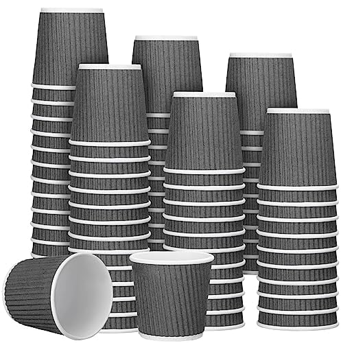 200 Pcs 4 oz Disposable Espresso Coffee Cups Ripple Corrugated Paper Insulated Hot Cups for ...