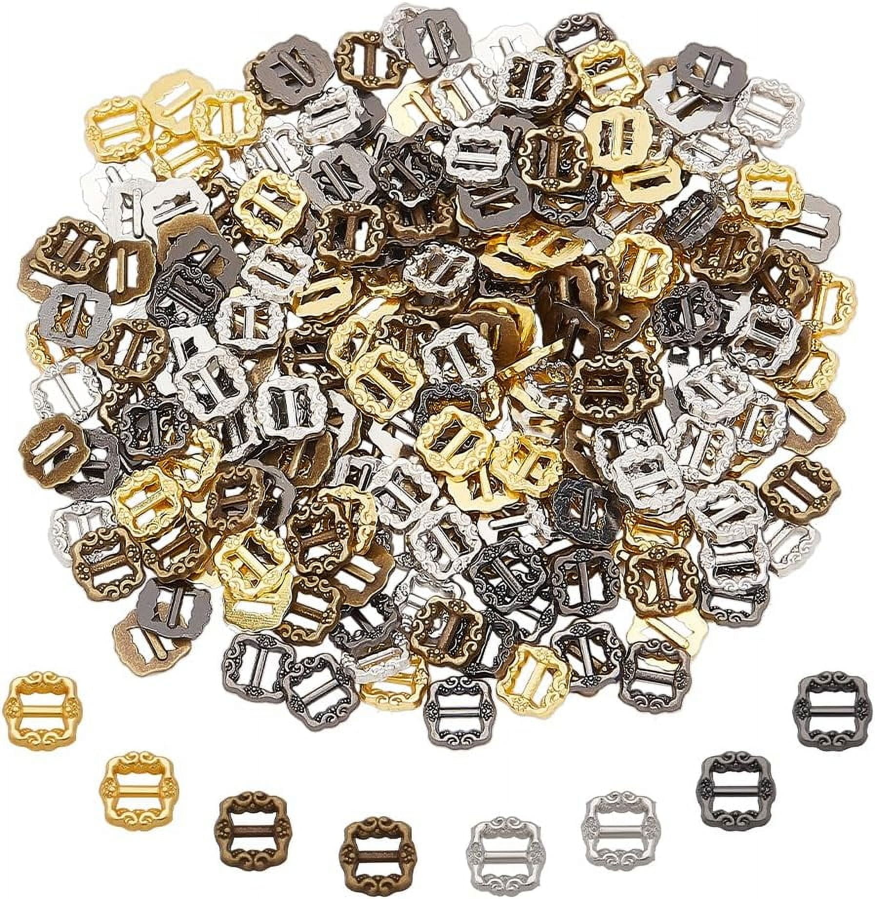 200 Pcs 5 Colors Mini Buckles 7x7mm Metal Slide Buckles Tri-Glide ...