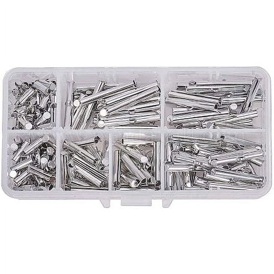 200 Pcs 5 Styles Iron Slide On End Clasp Tubes Slider End Caps ...