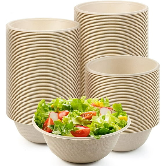 200 Pcs 8 oz Natural Sugarcane Biodegradable Bowls Disposable Paper ...