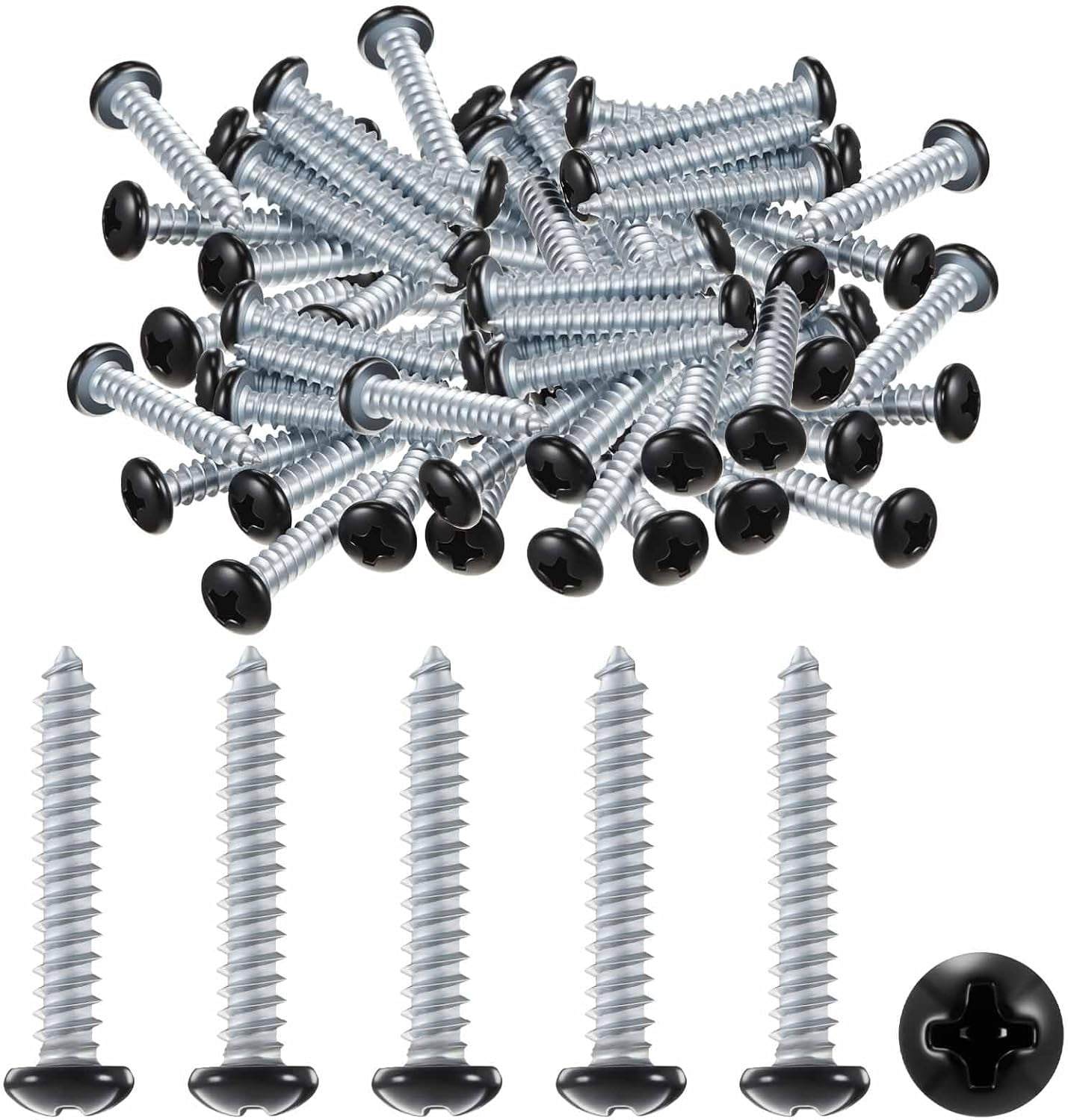 200 Pcs #8 x 1 Inch Pan Head Metal Rv Screws Black for Quad Drive Self ...