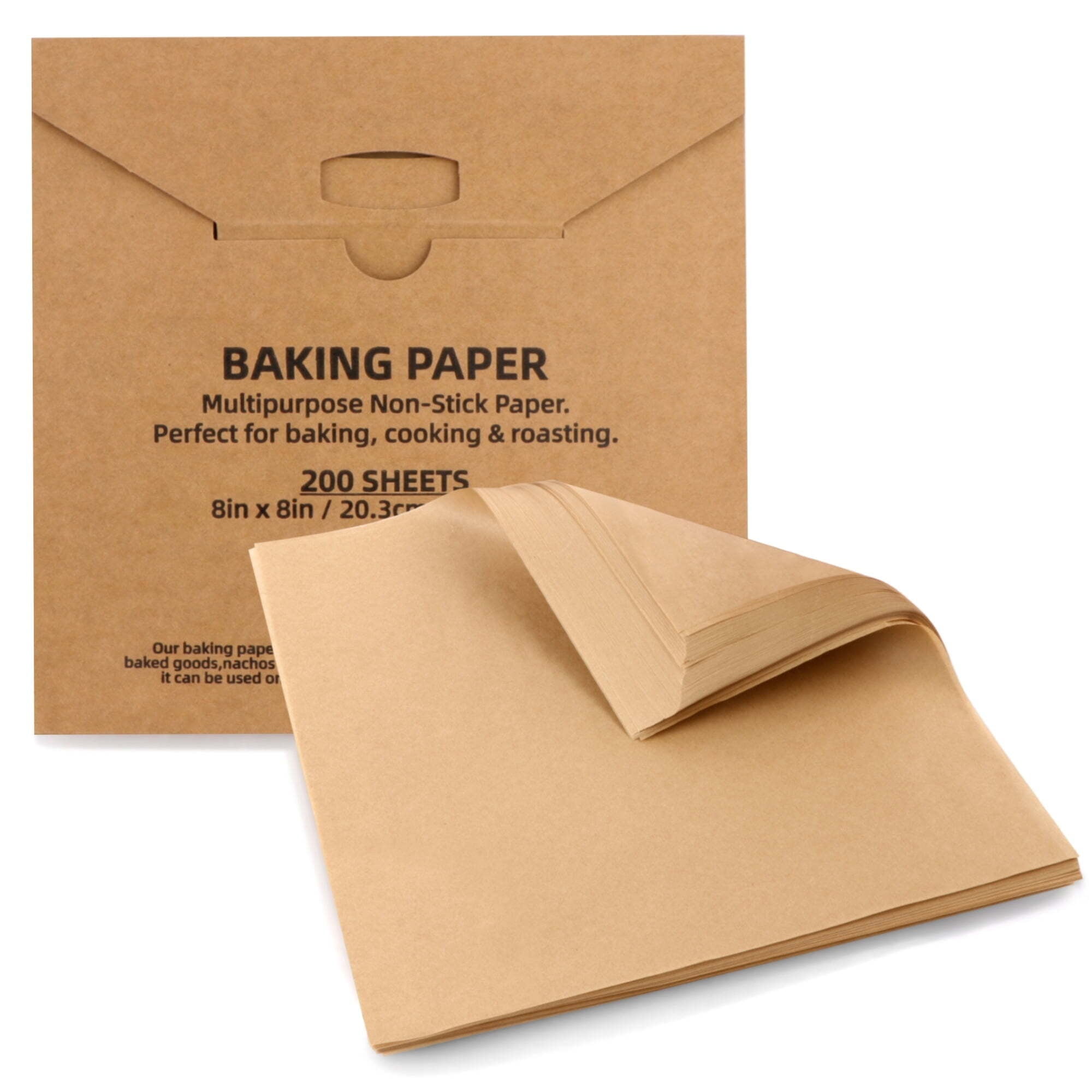 200 Pcs 8x8 inch Precut Non-Stick Baking Parchment Paper Sheets Bun ...