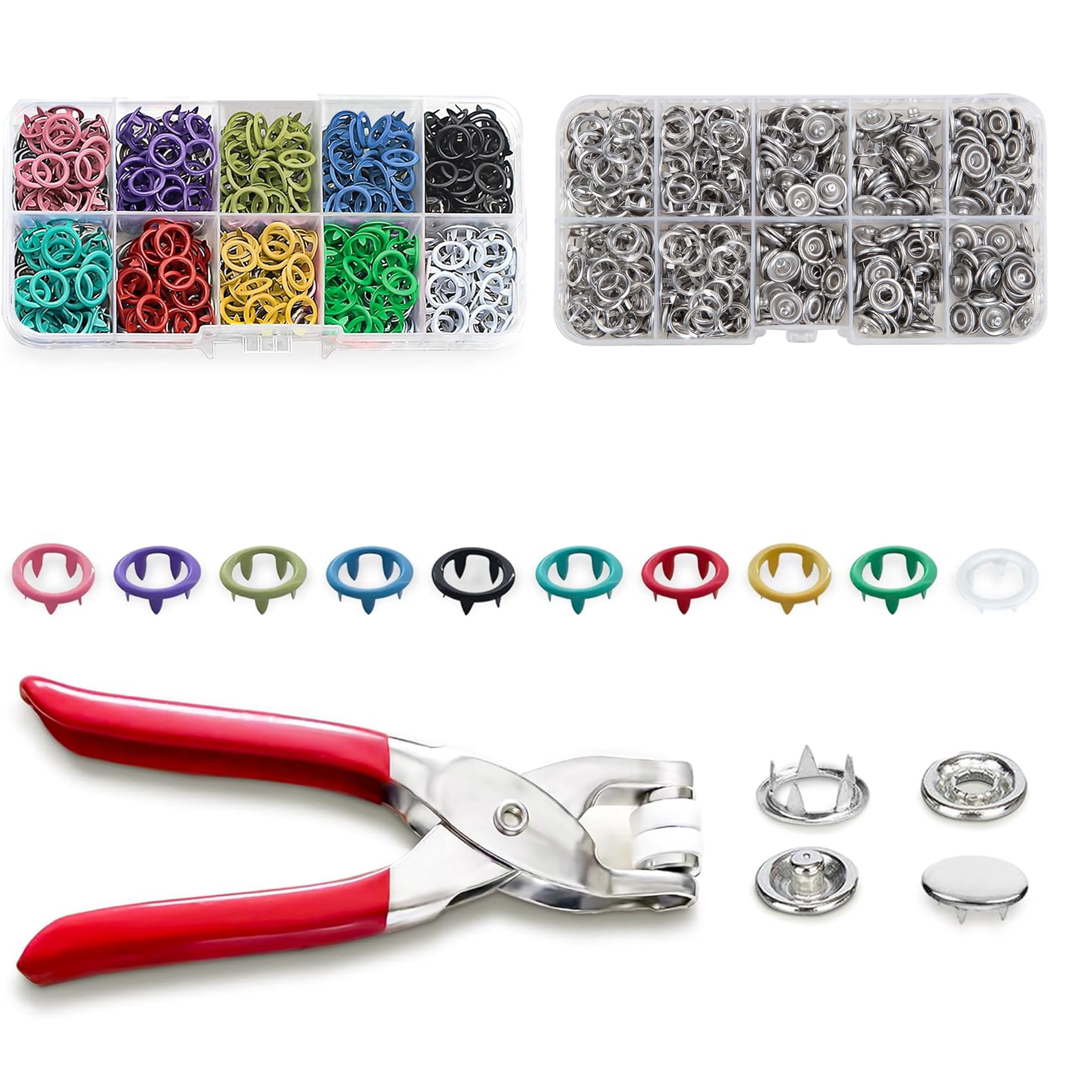 200 Pcs 9.5mm Metal Snap Buttons Kit with Pliers - for DIY Clothing ...