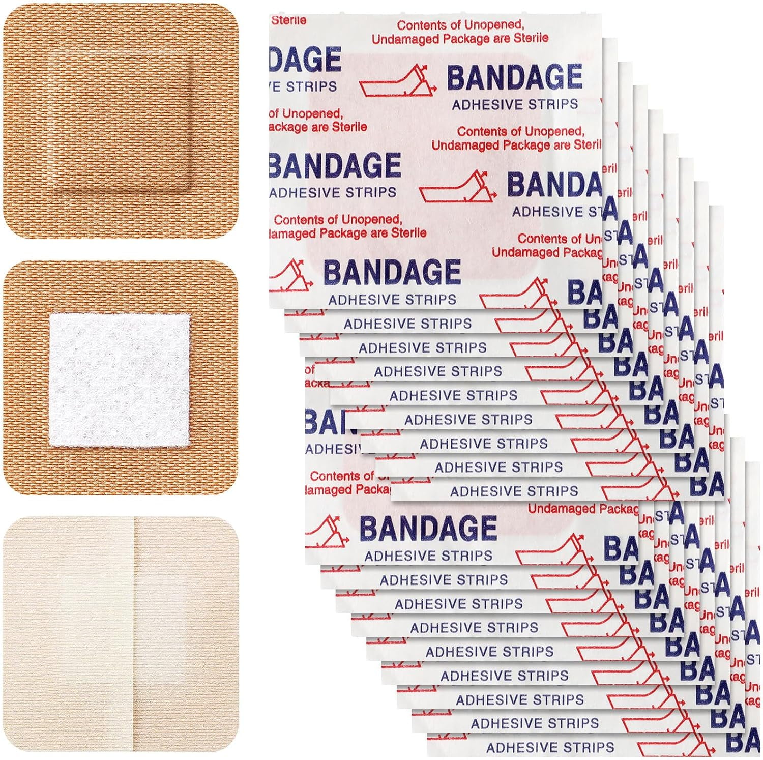 200 Pcs Adhesive Spots Bandages Square Tan Adhesive Bandages Flexible ...