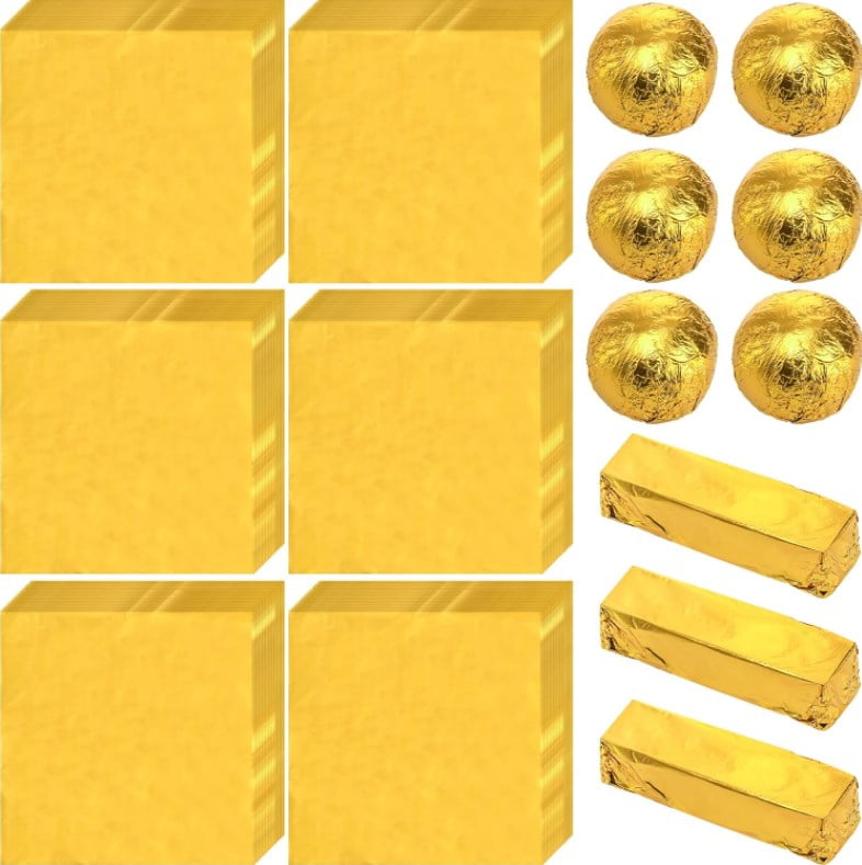 200 Pcs Aluminium Foil Candy Wrappers,Gold Candy Wrapping Paper,Square ...