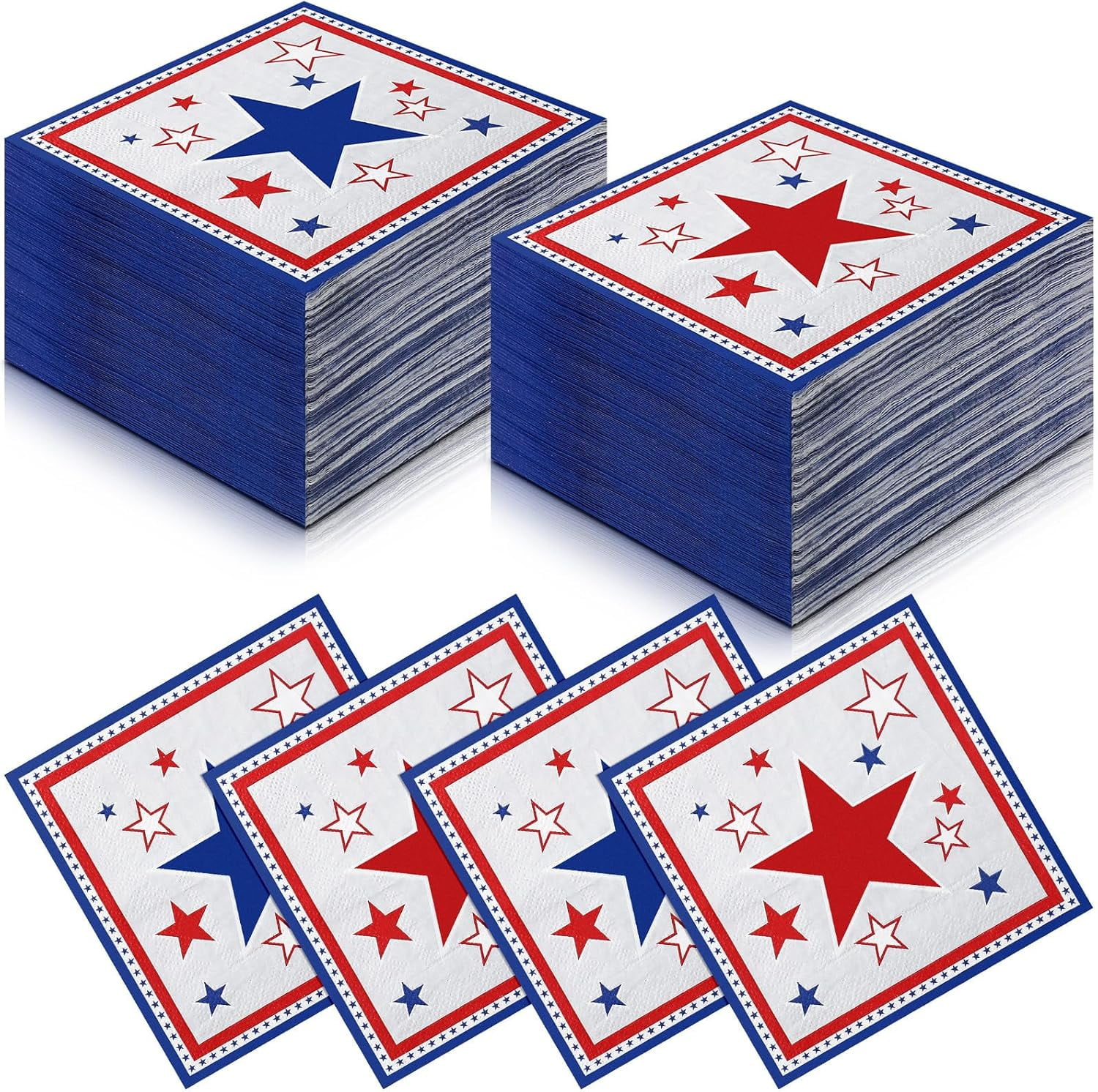 200 Pcs American Flag Napkins 4th of July Patriotic Red White and Blue ...