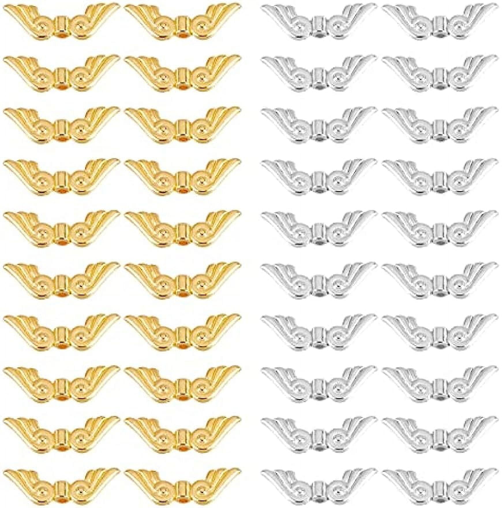 200 Pcs Angel Wings Beads 2 Color Tibetan Wing Beads Alloy Fairy Wing ...