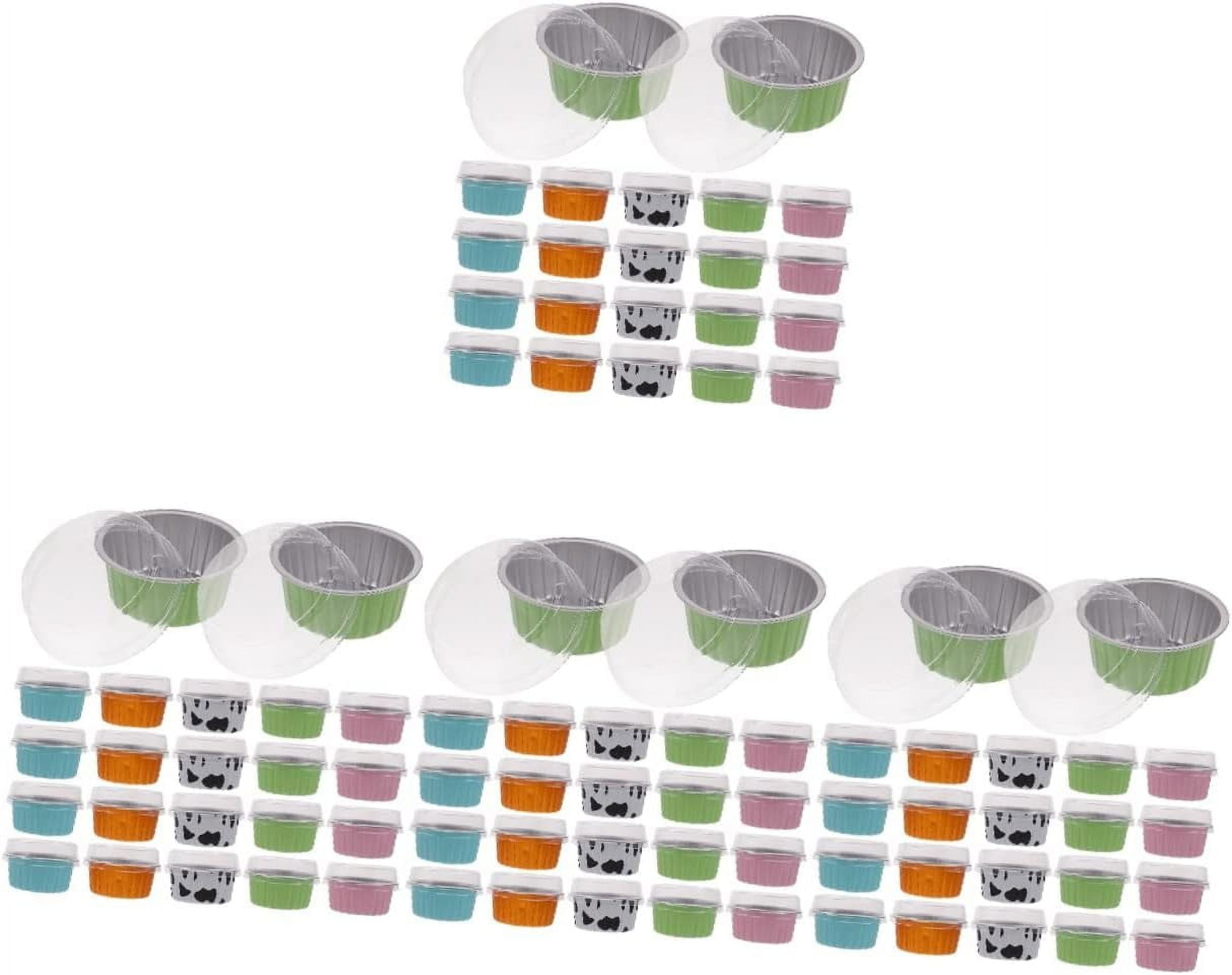 200 Pcs Baking Foil Cups Paper Cups with Lids Mini Baking Cups Cake Pan ...