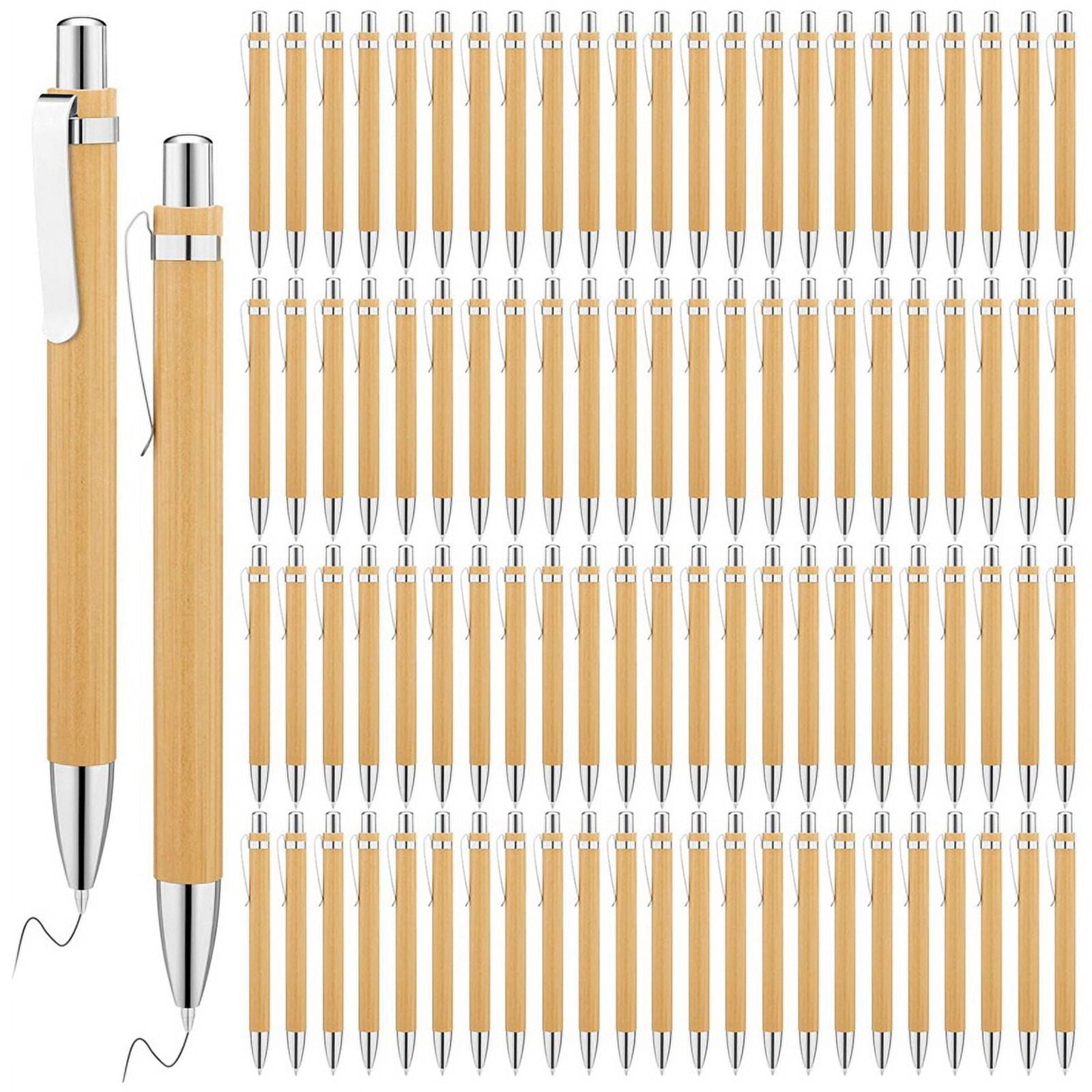200 Pcs Bamboo Ballpoint Pens Wooden Retractable Pen Black Ink 1mm Wood Sustainable - Walmart.com