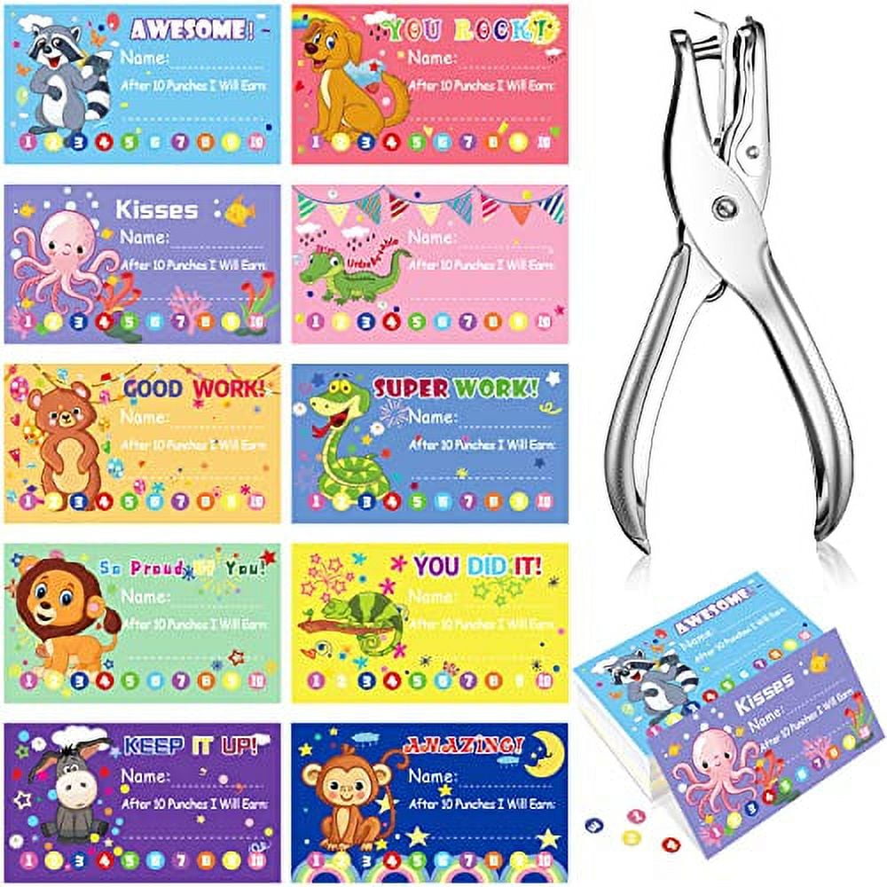 200 Pcs Behavior Punch Cards with Hole Puncher for Kids Reward Chart ...