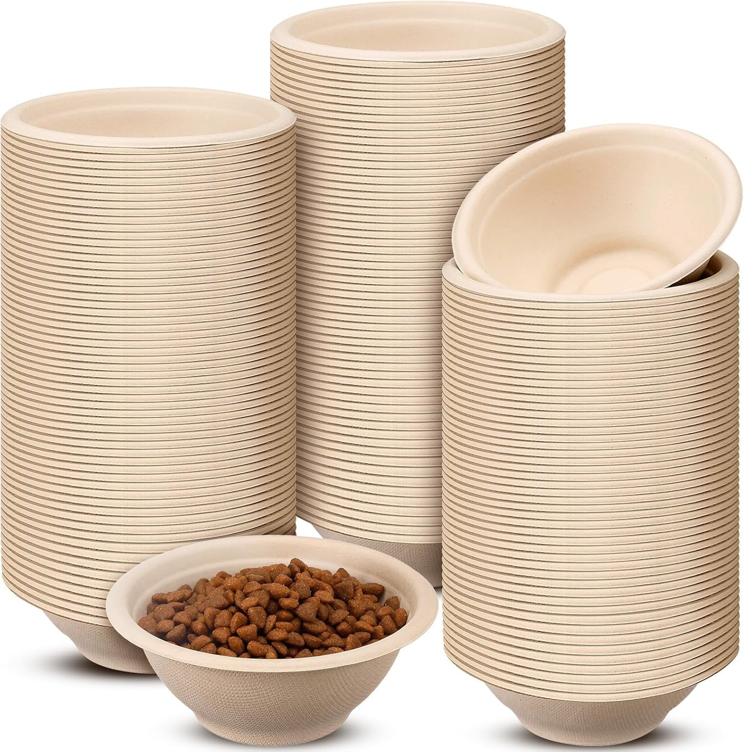 200 Pcs Biodegradable Disposable Pet Bowls Bulk Travel Paper Food Bowls ...