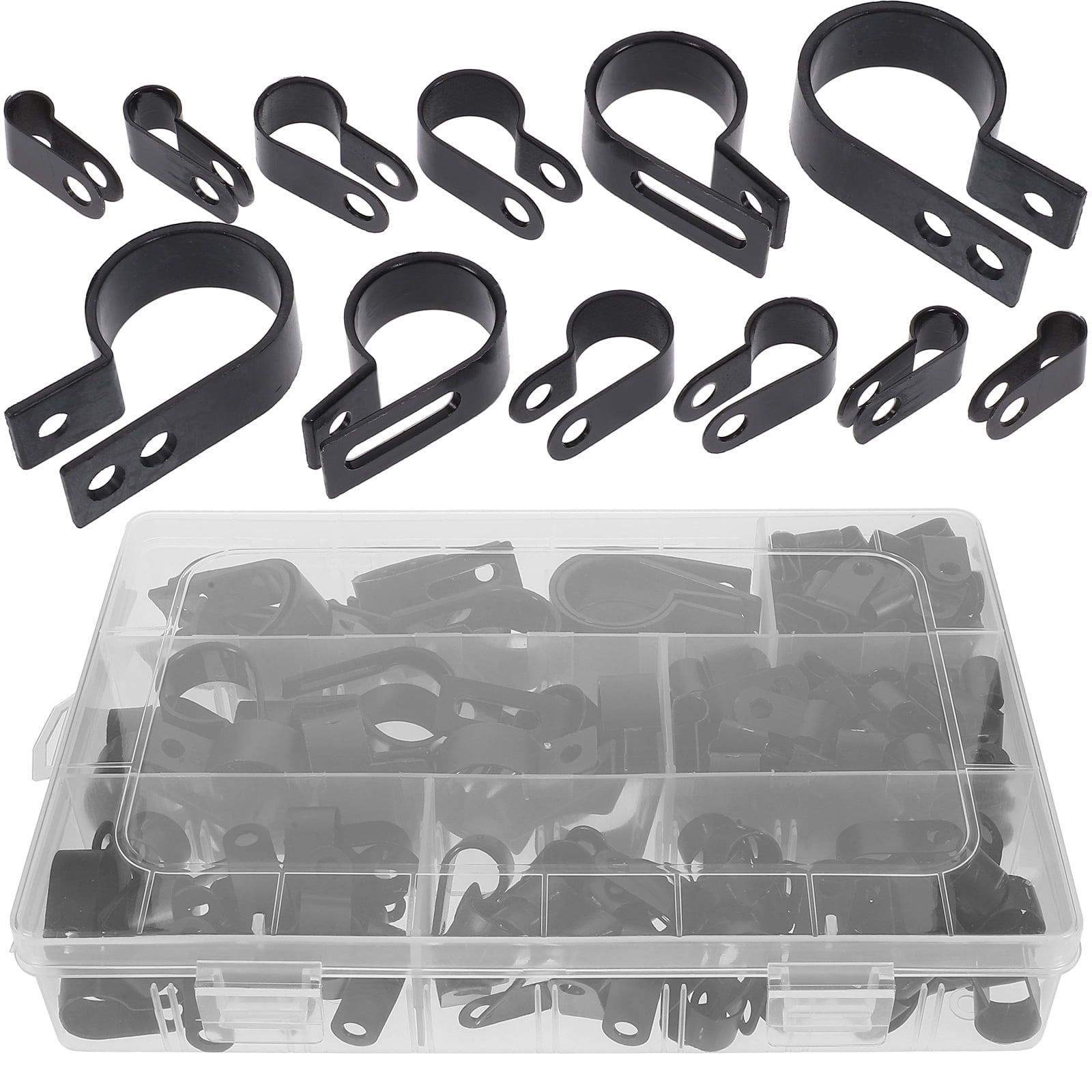 YULIJU 200 Pcs Black Plastic Clip Nylon R Type Cable Management Card ...