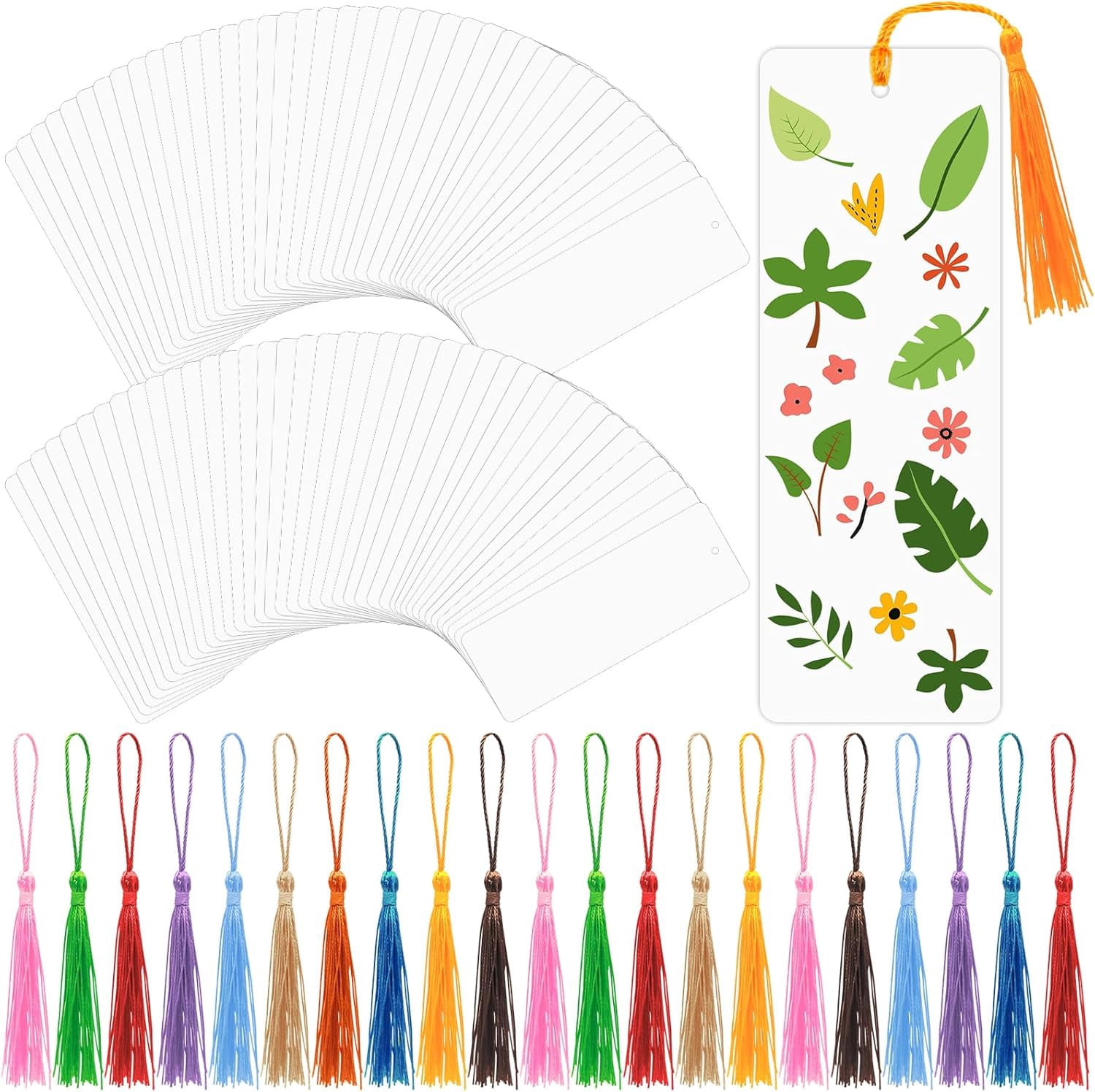 200 Pcs Blank Bookmarks with 200 Pcs Tassels, DIY Bookmarks Bulk ...