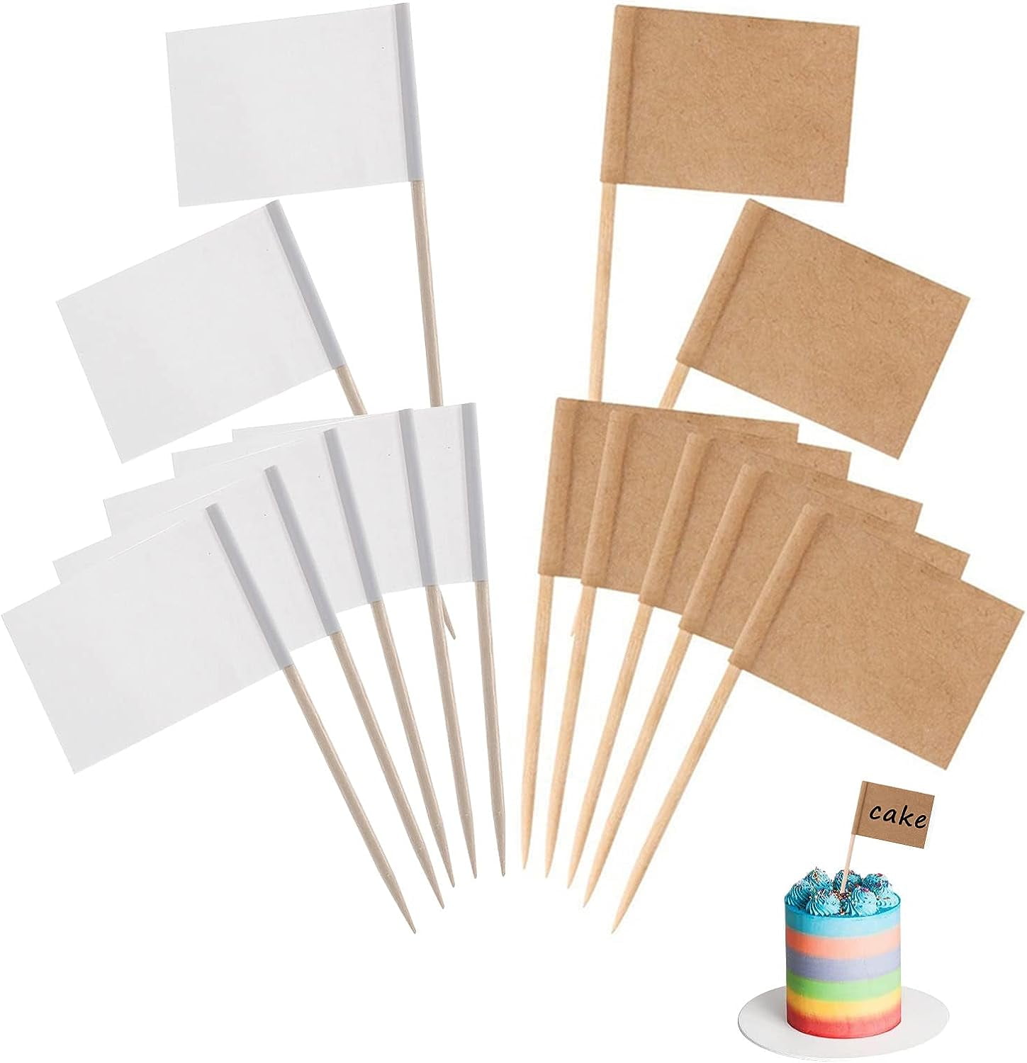 200 Pcs Blank Toothpick Flags, Cocktail Sticks Mini Food Labels Flags ...