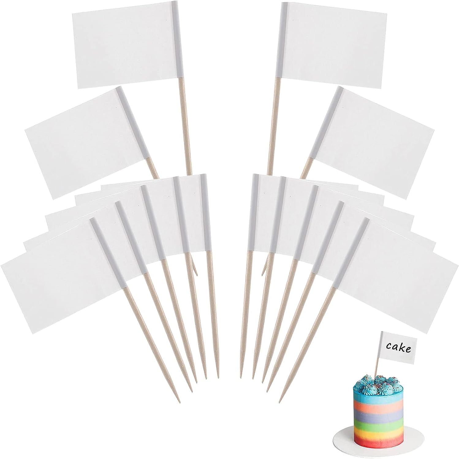 200 Pcs Blank Toothpick Flags, Cocktail Sticks Mini Food Labels Flags ...