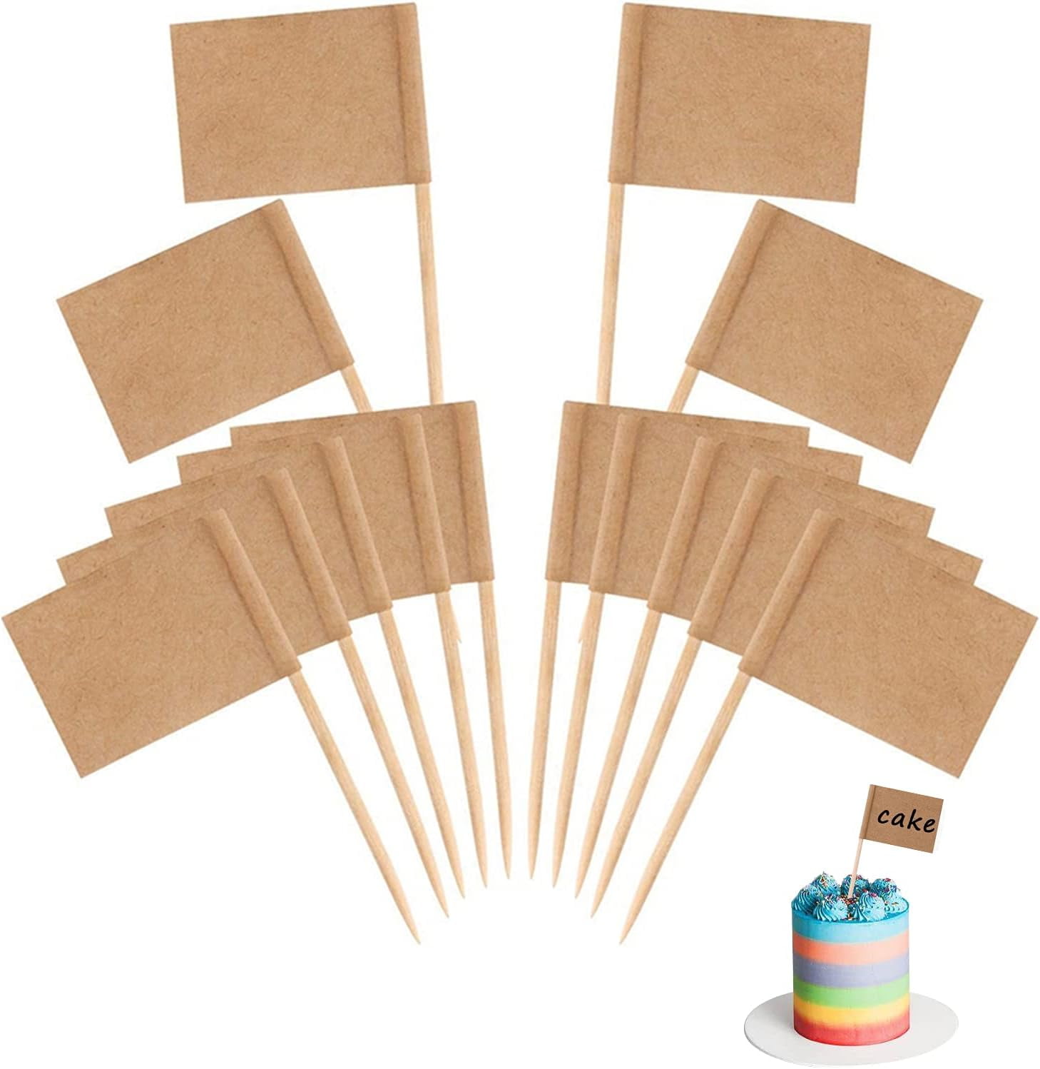 200 Pcs Blank Toothpick Flags, Cocktail Sticks Mini Food Labels Flags ...
