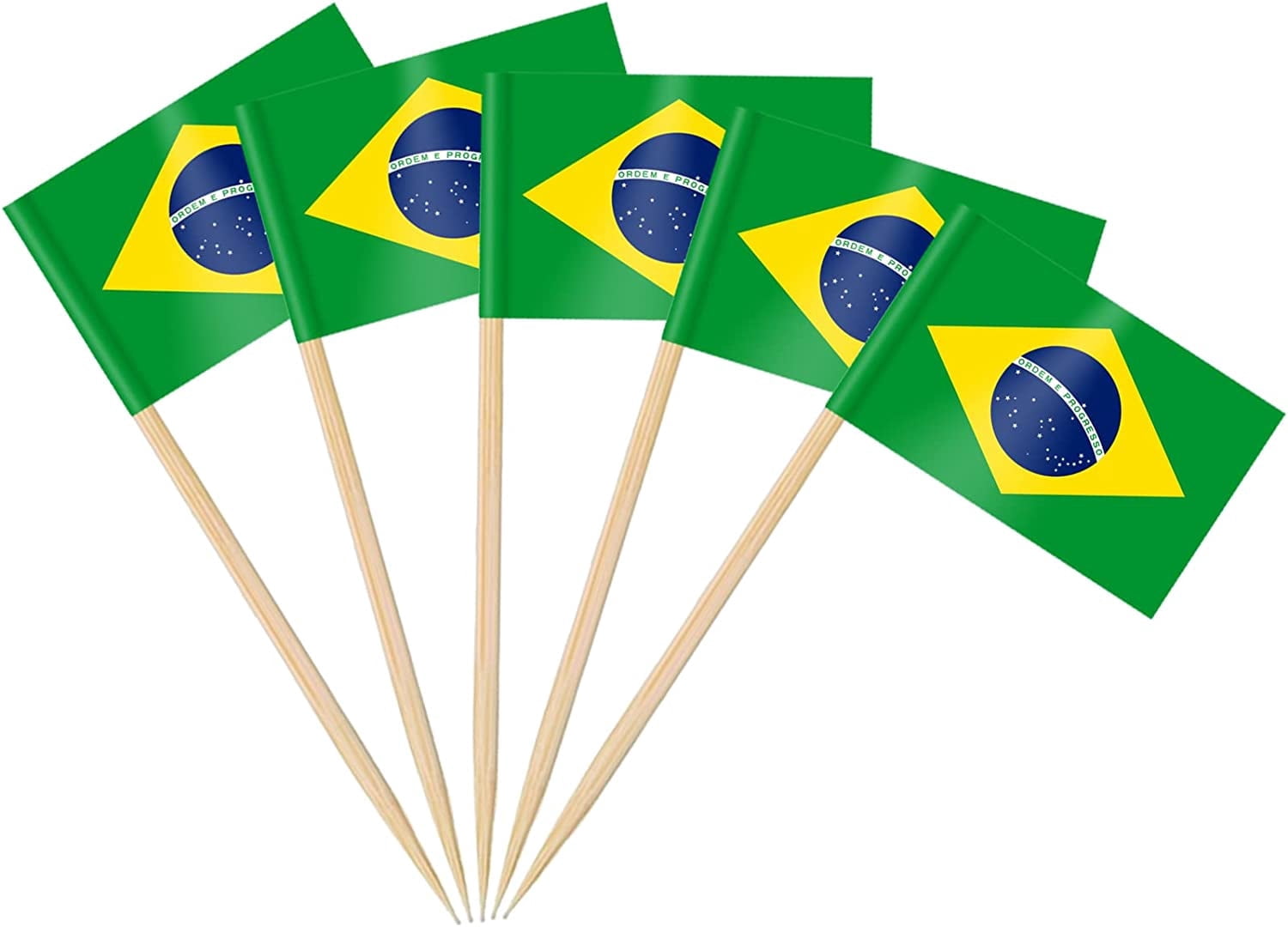 200 Pcs Brazil Flag Toothpicks, Brazilian Cupcake Toppers Double-sided ...