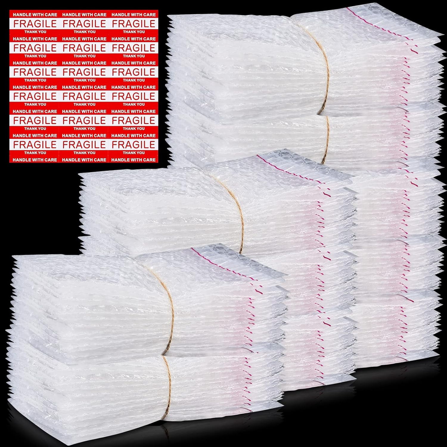 200 Pcs Bubble Pouches 4 x 6 Inch with 50 Fragile Reminder Stickers ...