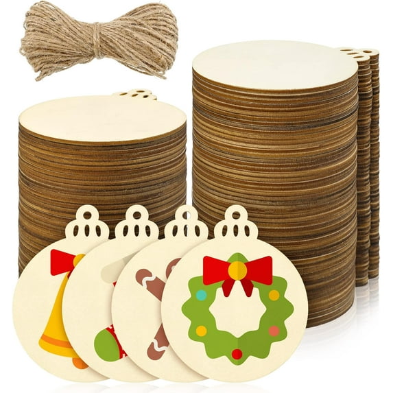 200 Pcs Bulk Christmas Wooden Ornaments for Crafts DIY 3.5'' Unfinished ...
