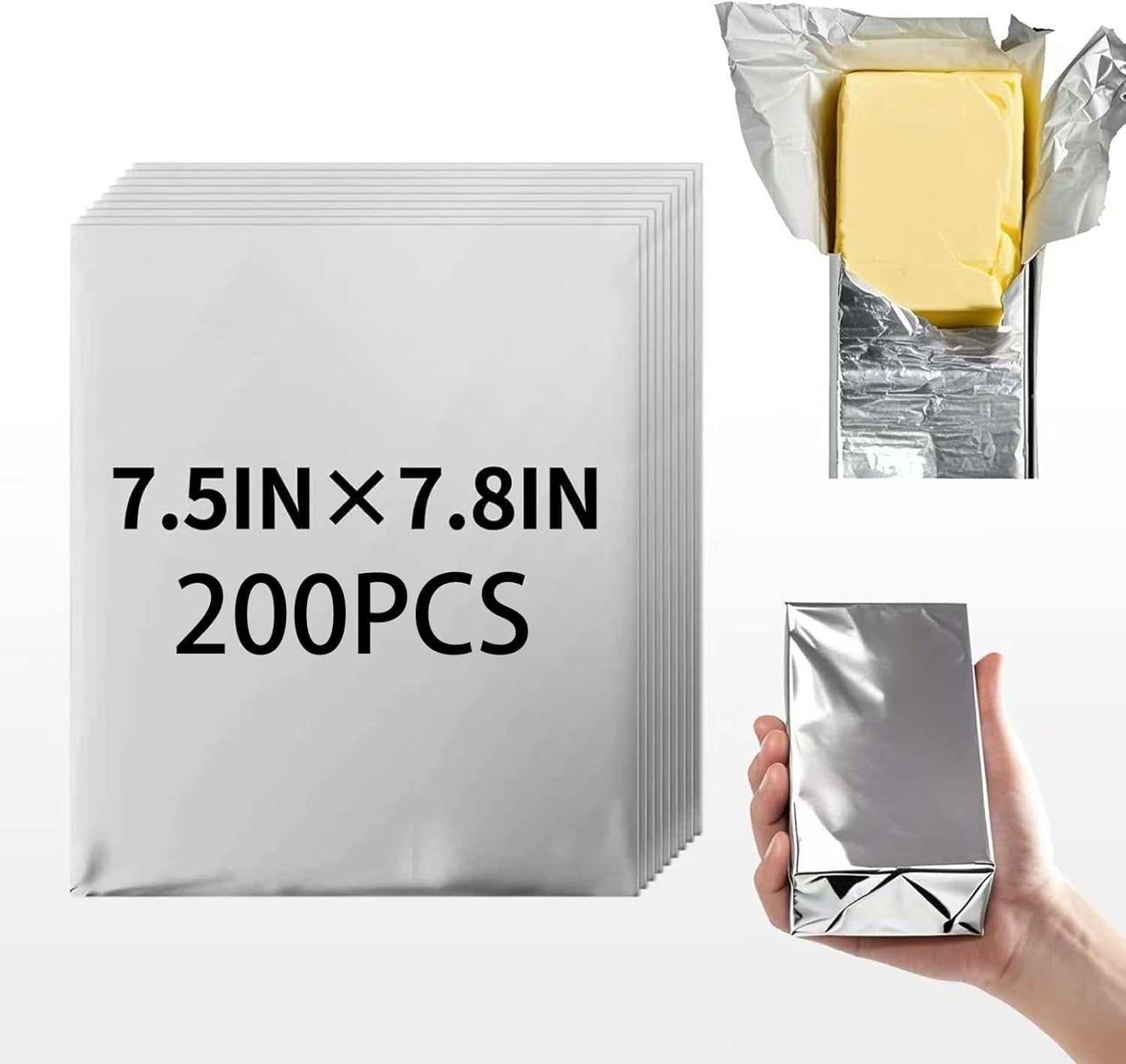 200 Pcs Butter Wrappers for Homemade Butter, 7.5 × 7.8" Aluminum ...
