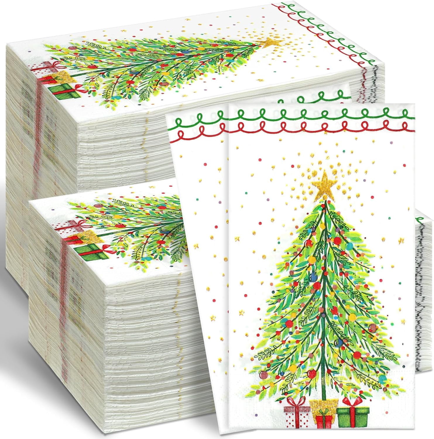 200 Pcs Christmas Guest Napkins 2 Ply Decorative Paper Hand Towels for ...