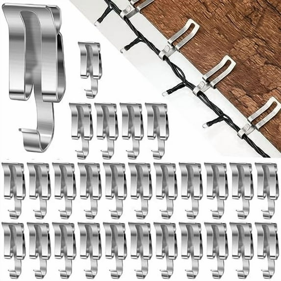 200 Pcs Christmas Light Clips Metal Gutter Hooks for Outdoor Xmas ...