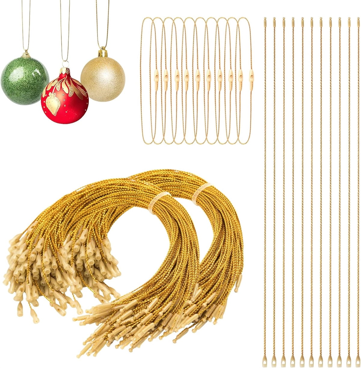 200 Pcs Christmas Ornament Hangers Ropes Ornament GIXUSIL String Loops ...