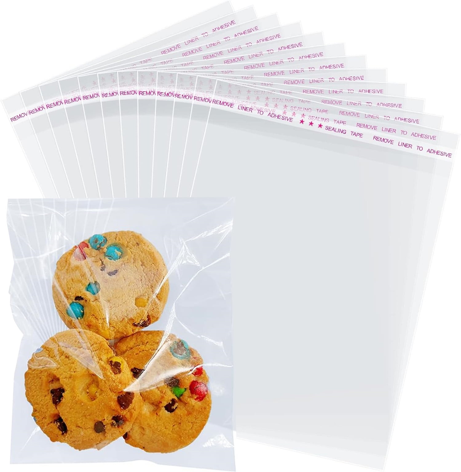 200 Pcs Clear Cookie Bags,Bexikou 4x6 Inches Resealable Treat Bags,Self ...