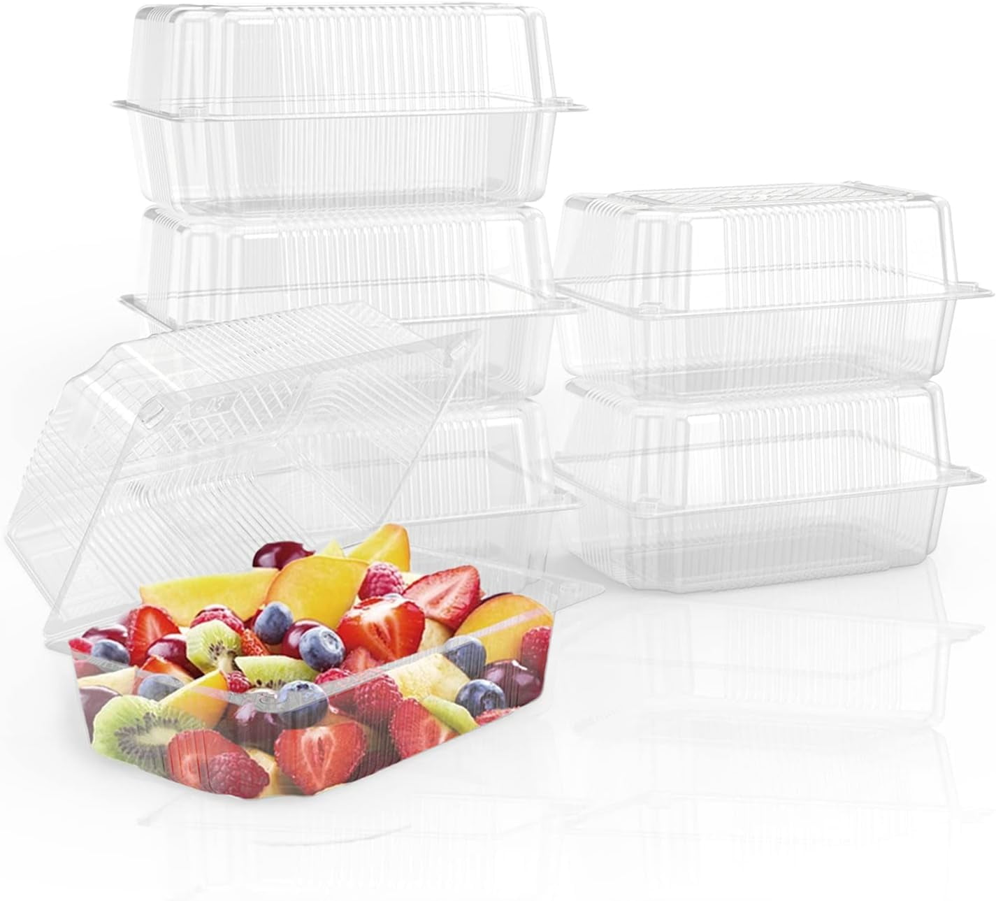 200 Pcs Clear Hoagie Container, 7.3 x 4.9 3.8 inch Plastic Hinged Food ...