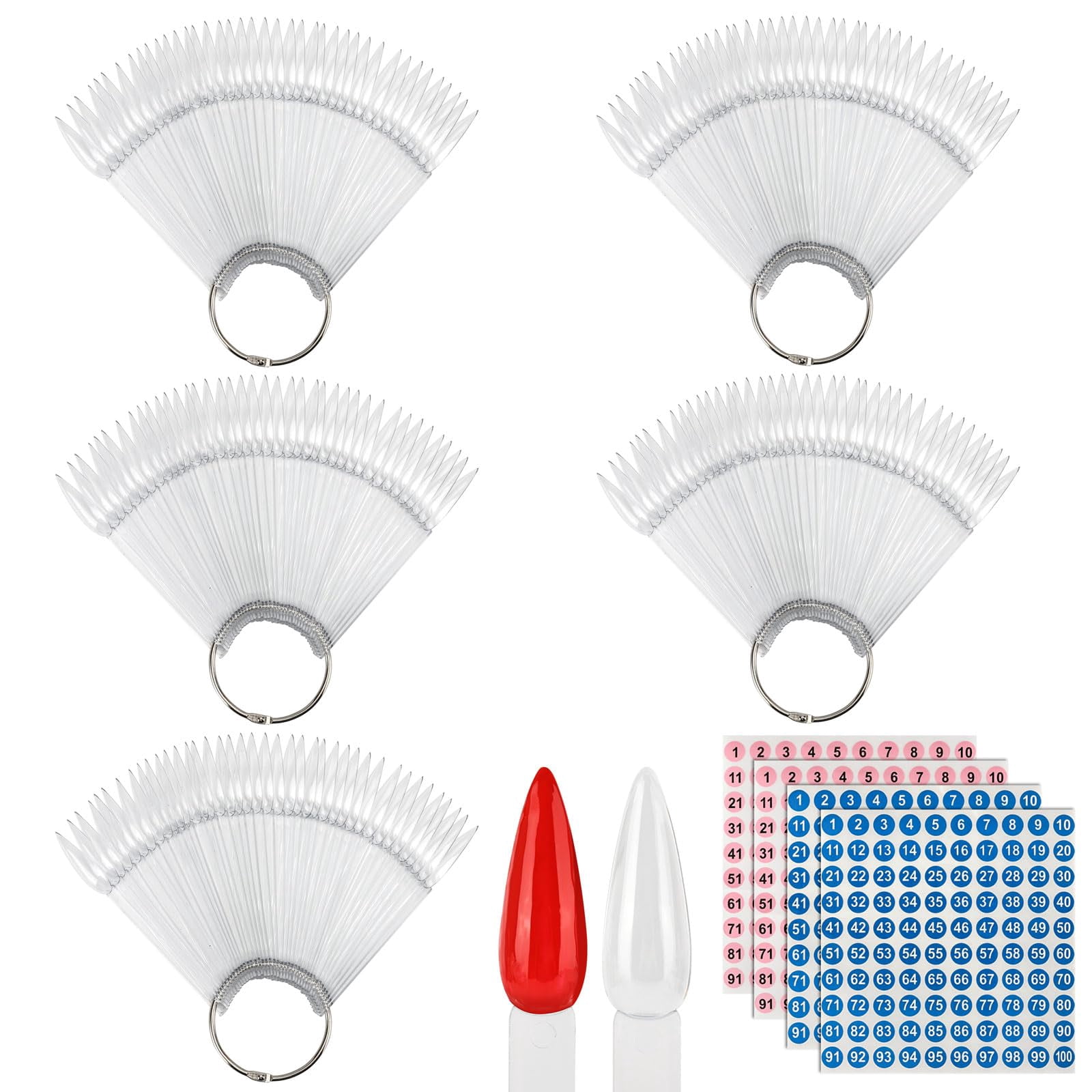 200 Pcs Clear Nail DHF10 Swatch Sticks with Ring and Number Stickers ...