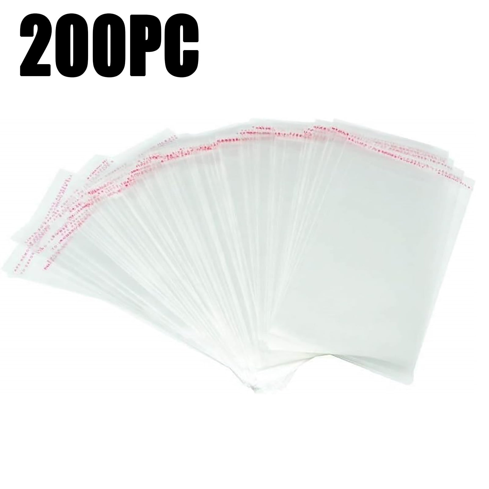 200 Pcs Clear Resealable OPP Bags, Self Adhesive Sealing Cellophane ...