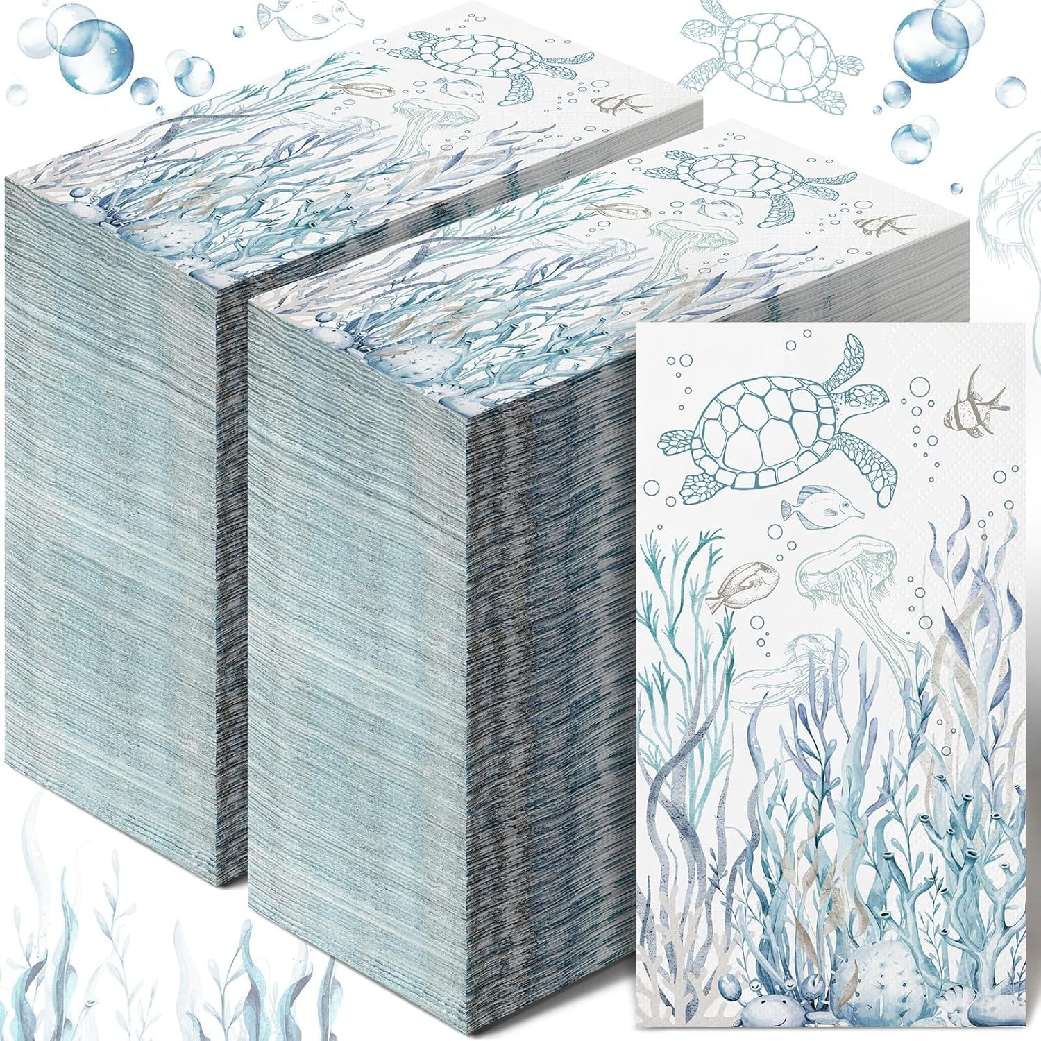 200 Pcs Coastal Turtle Bathroom Paper Guest Towel 2 Ply Summer Guest ...