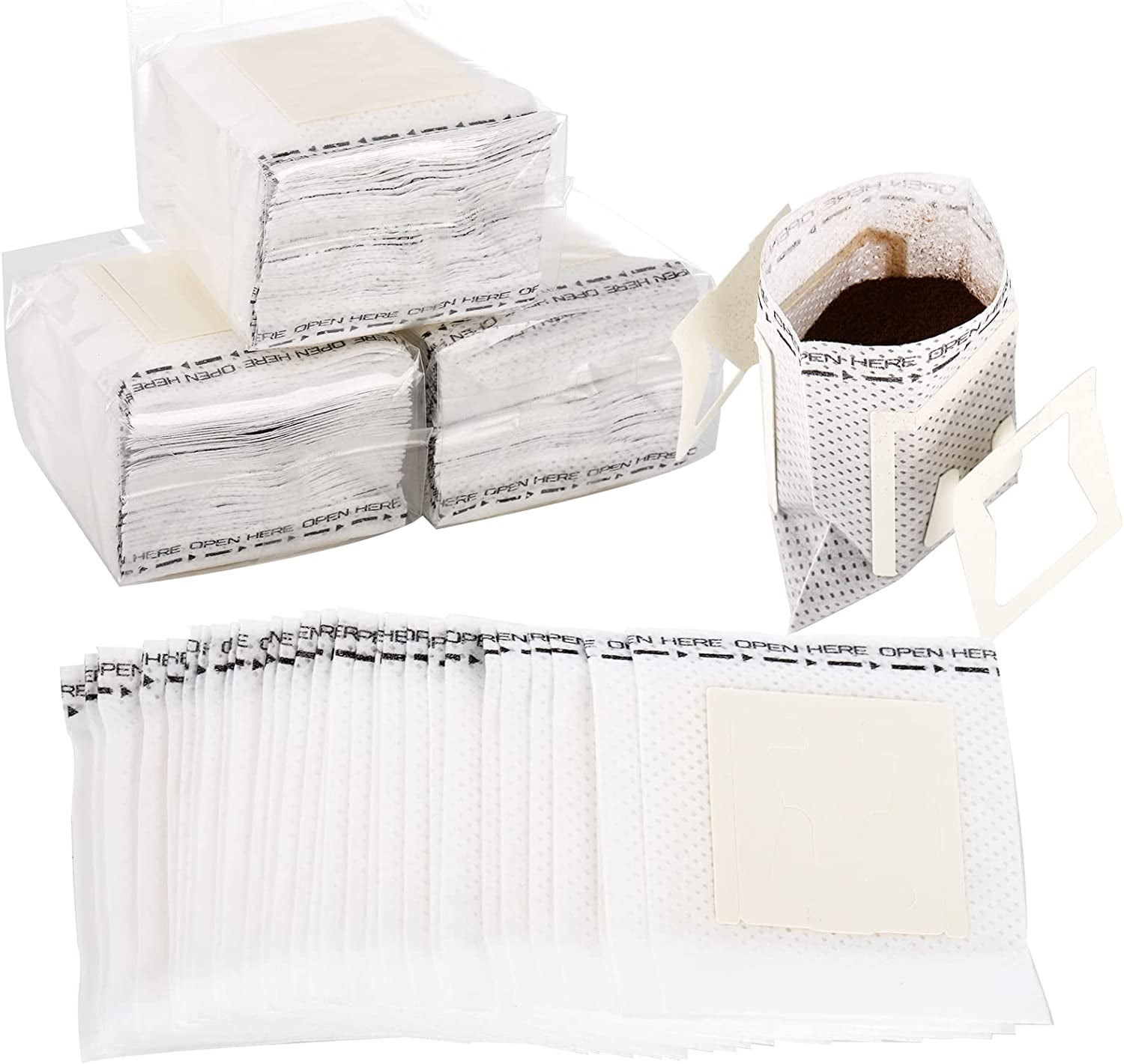 200 Pcs Coffee Filter Paper Bag, Portable Disposable Hanging Ear Drip ...