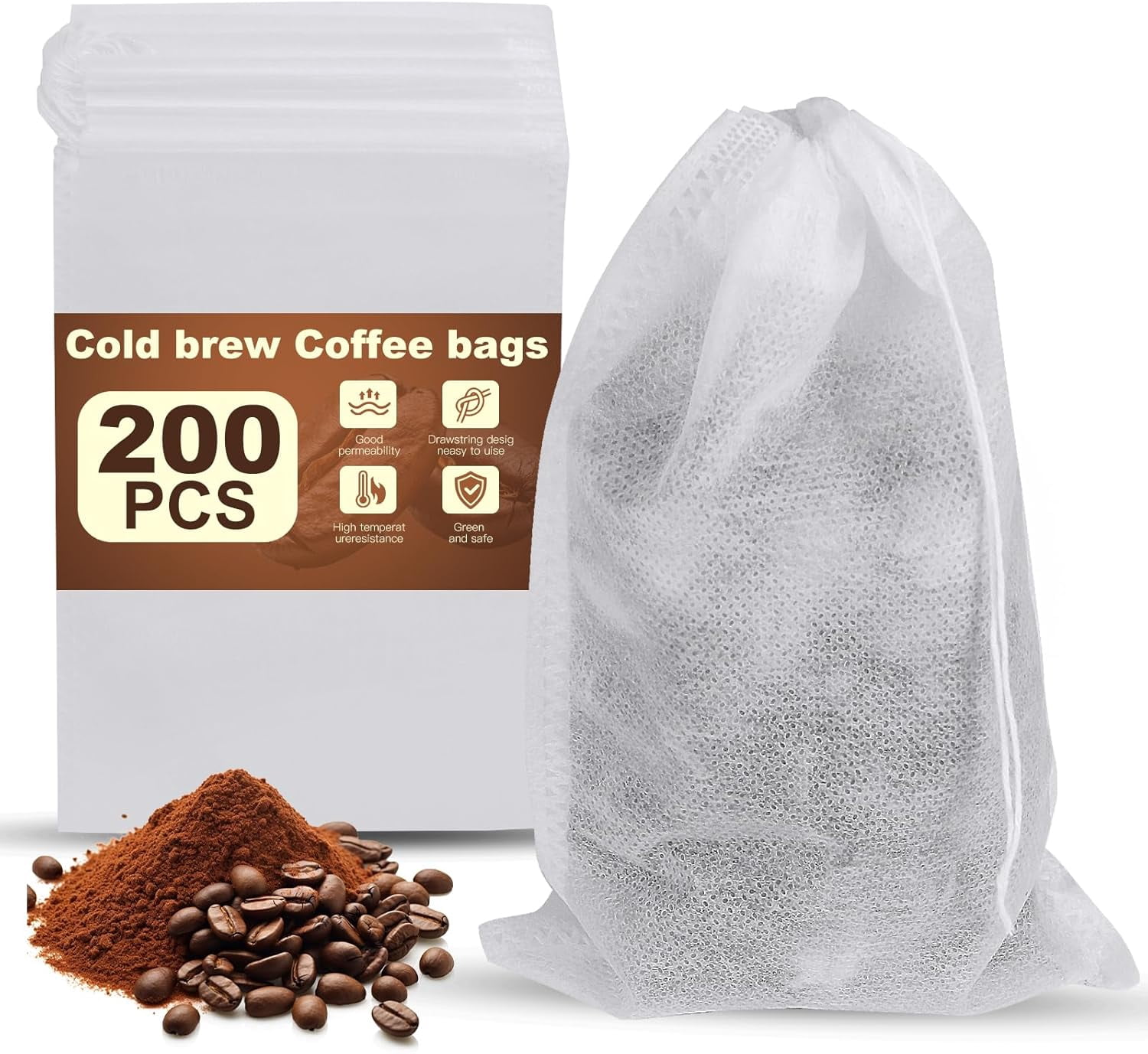 200 Pcs Cold Brew Bags 4x6 Inch, Cold Brew Coffee Filter Bags, No Mess ...