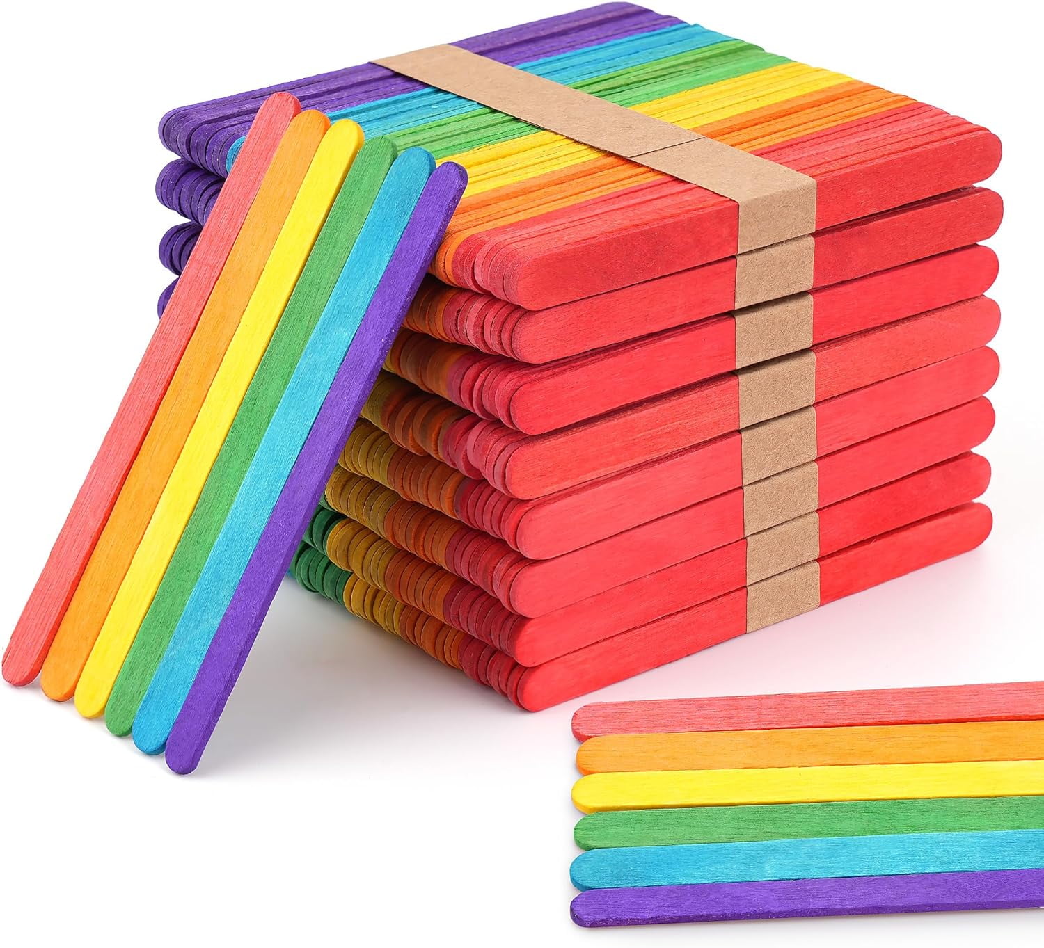 200 Pcs Colored Popsicle Sticks, 4.5 Inch Colored Wooden Craft Sticks ...