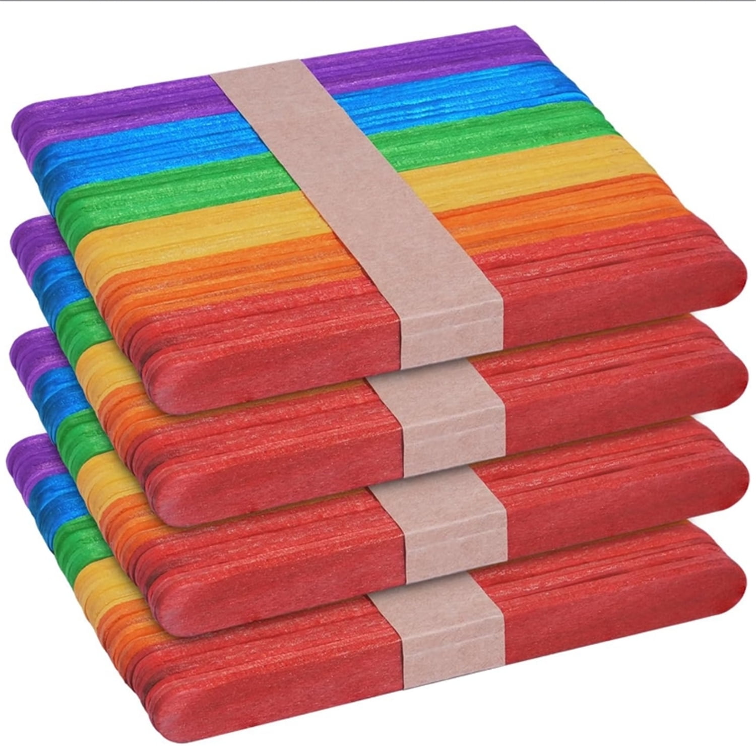 200 Pcs Colored Wooden Craft Sticks Wooden Popsicle Colored Craft ...