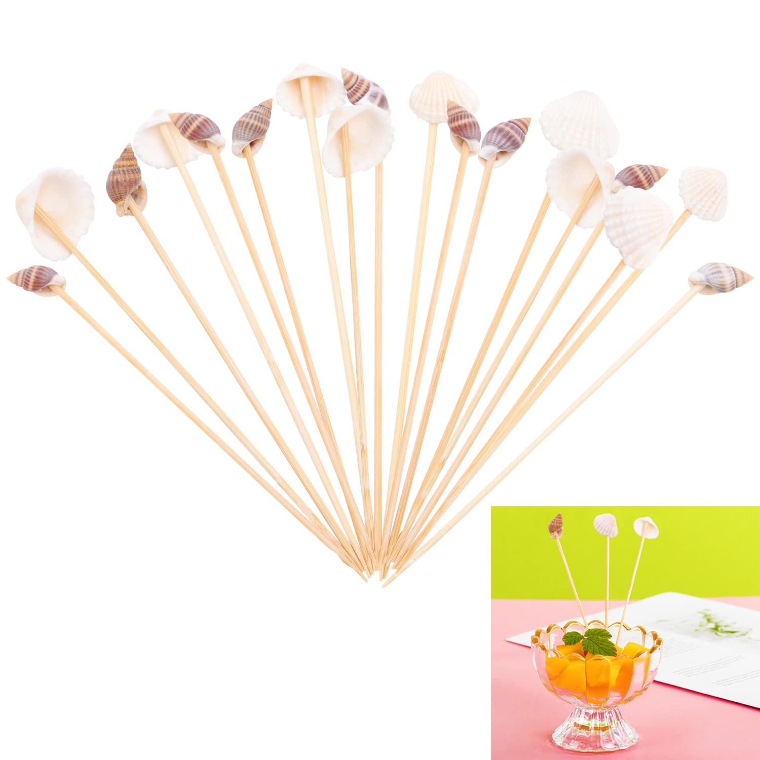 200 Pcs Conch Cocktail Picks Shell Handmade Toothpicks Fancy Toothpicks ...