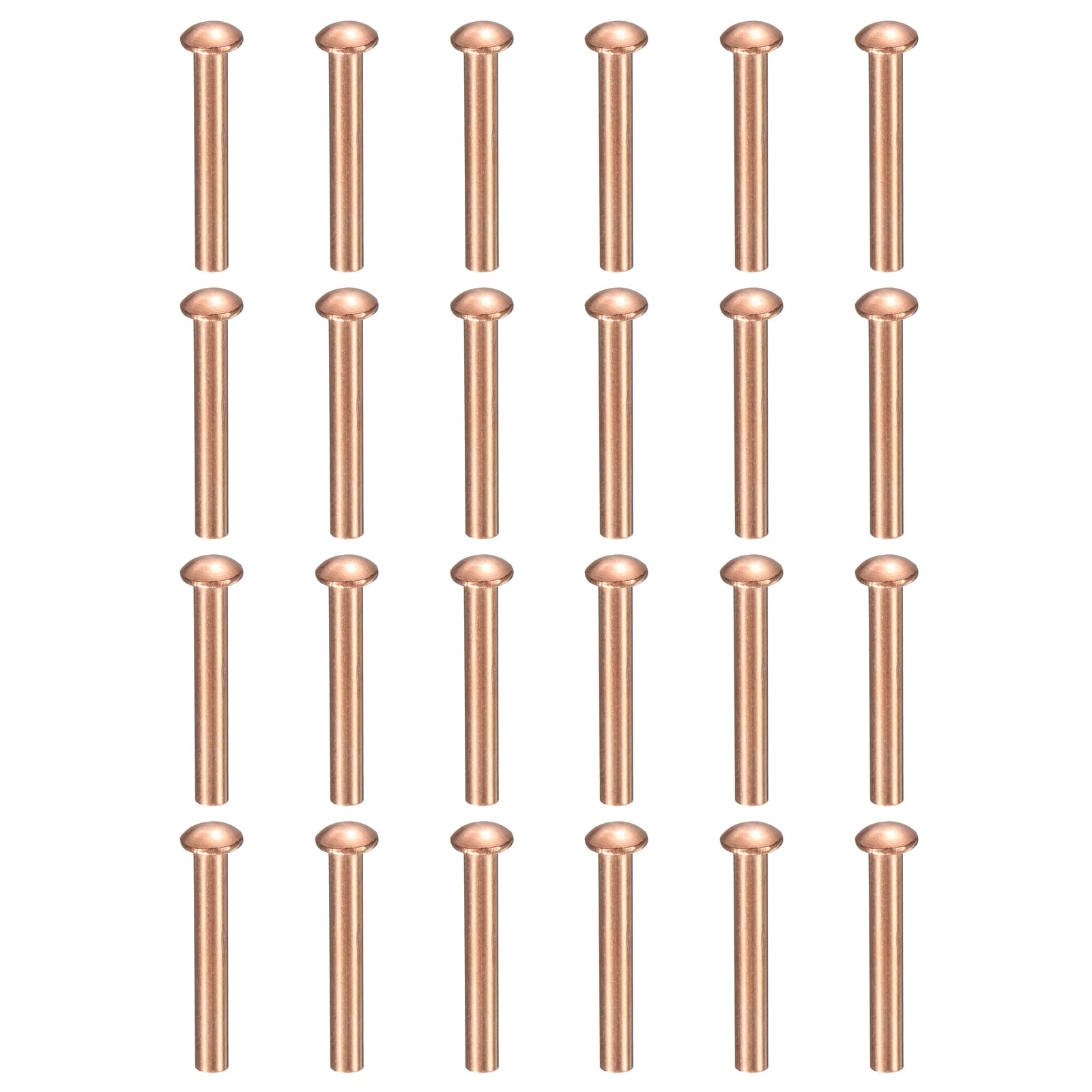 200 Pcs Copper Solid Rivets, 0.12"x0.79" Half Round Head Rivet Metal ...