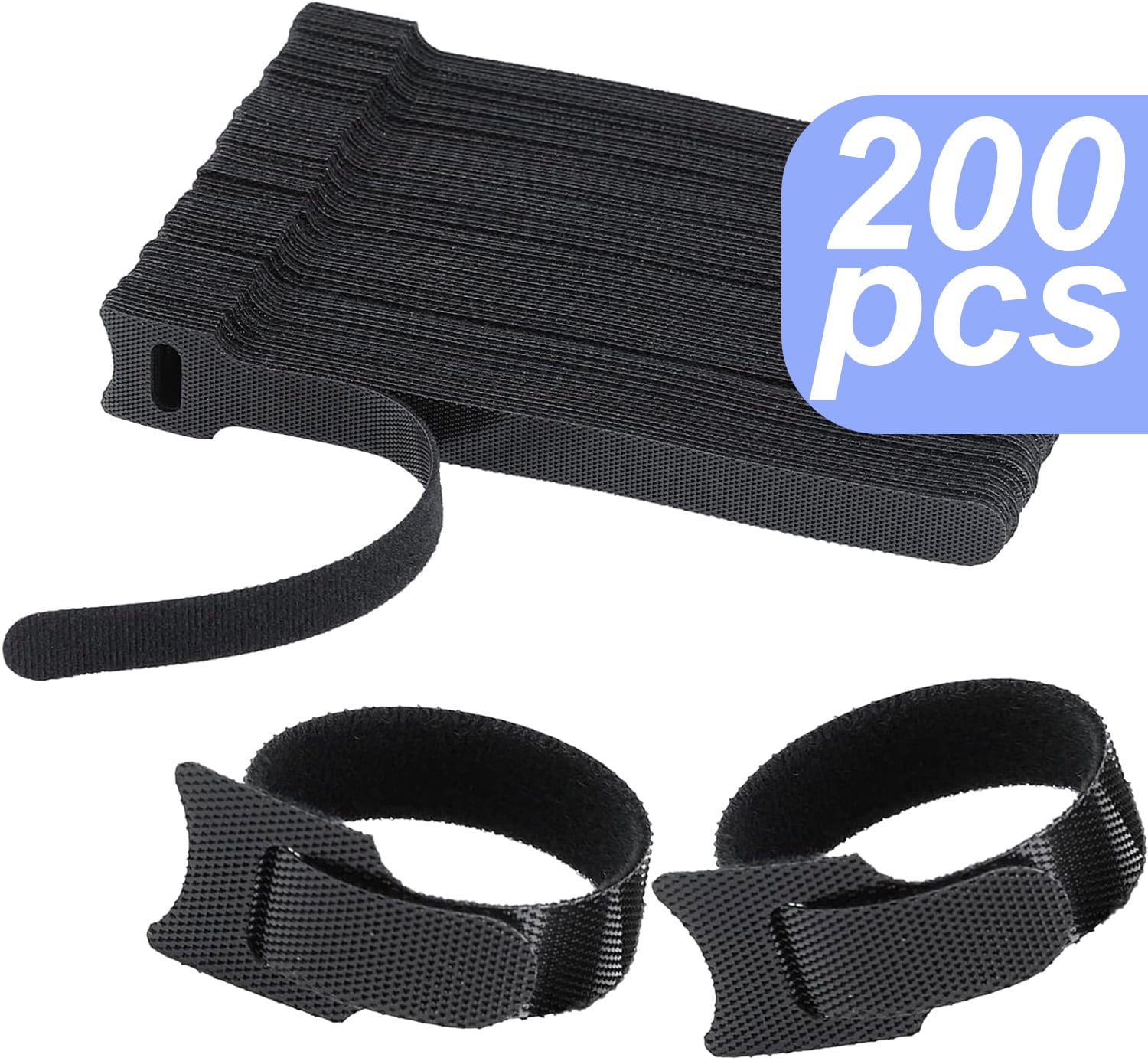 200 Pcs Cord Organizer Cable Management, Black, Reusable Wire Ties ...
