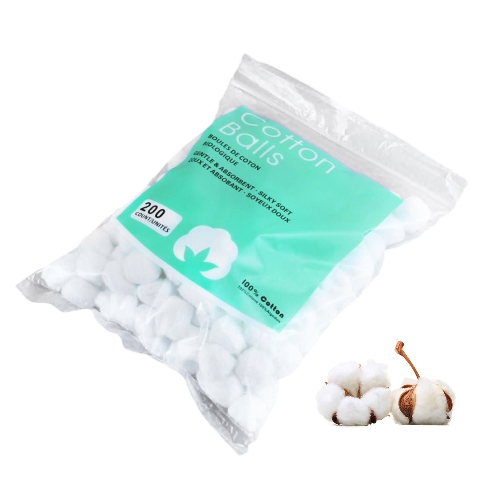 200 Pcs Cotton Balls Bulk Organic Pure Cotton Balls, Small Soft ...