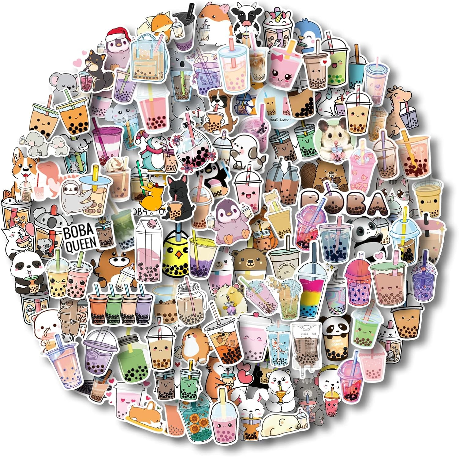 200 Pcs Cute Boba Stickers for Water Bottles - Funny & Kawaii Boba ...