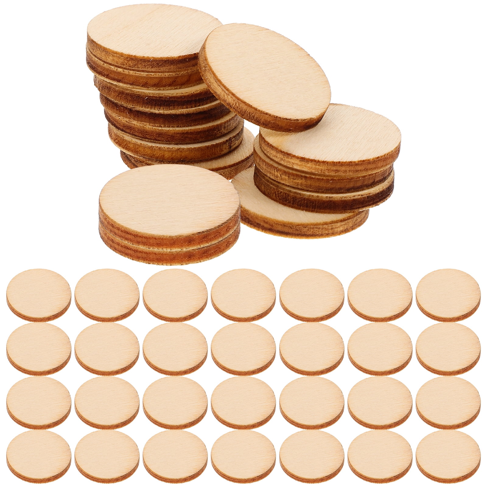 200 Pcs DIY Handmade Wood Chips Decor Wooden Round Slices DIY Crafts ...