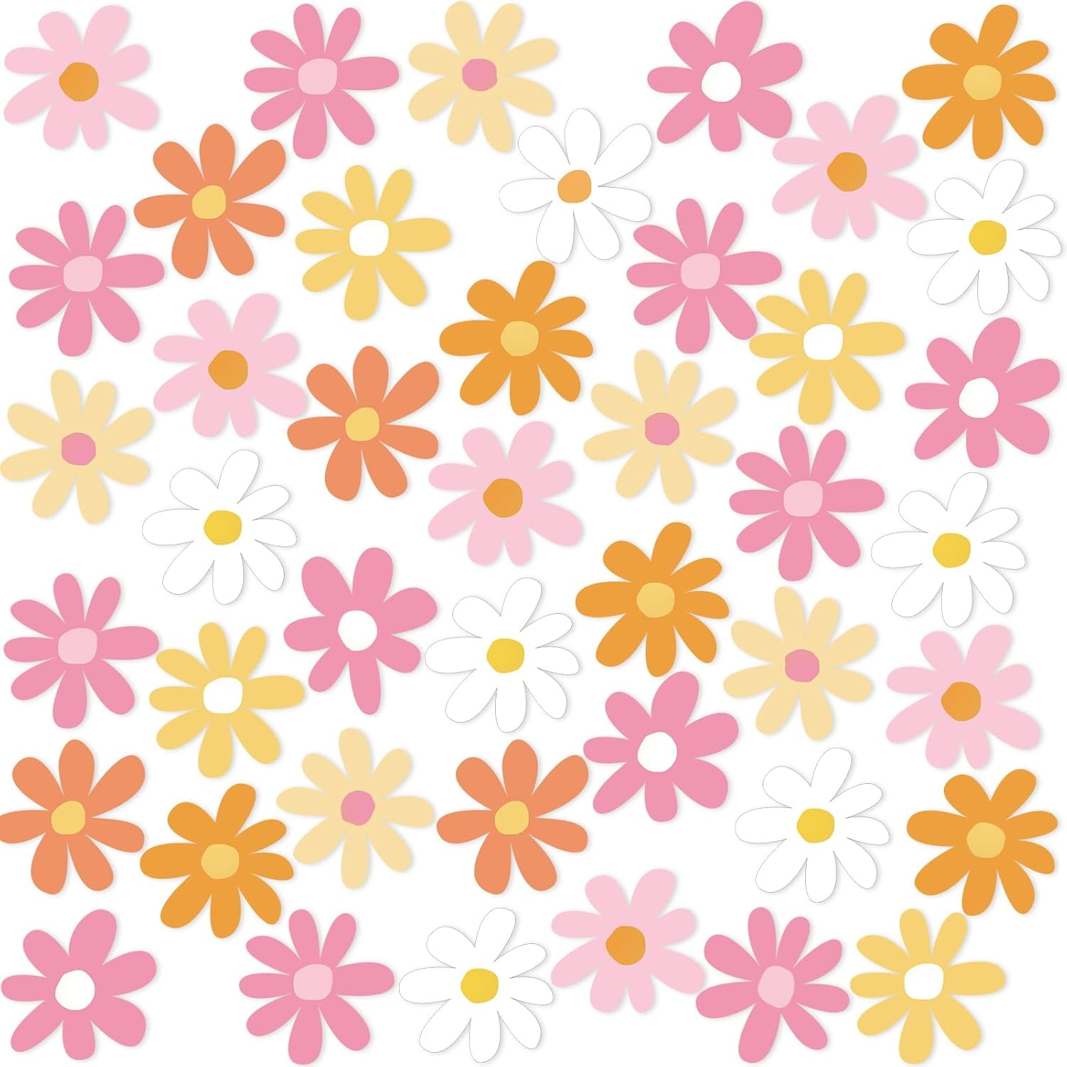 200 Pcs Daisy Flower Cutouts Summer Boho Hippie Bulletin Board Retro ...